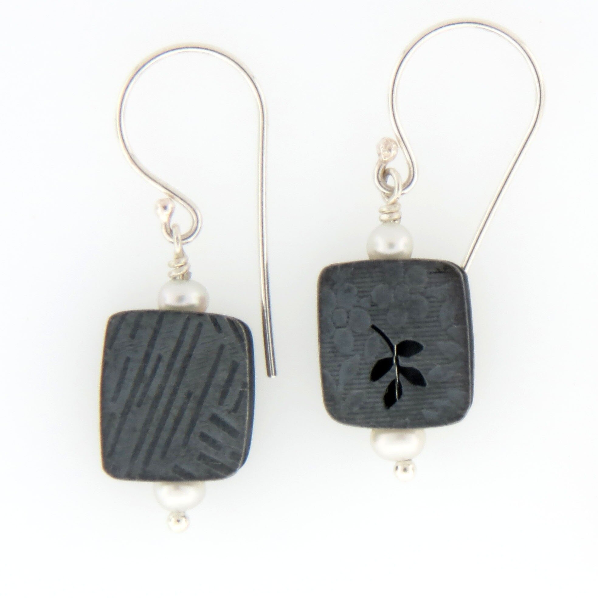 Box Earrings by Barbara Bayne (Silver & Pearl Earrings) | Artful Home