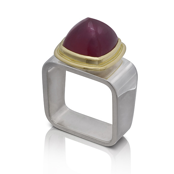 Treated Ruby Square Ring by Gabriel Ofiesh (Gold, Silver & Stone Ring ...