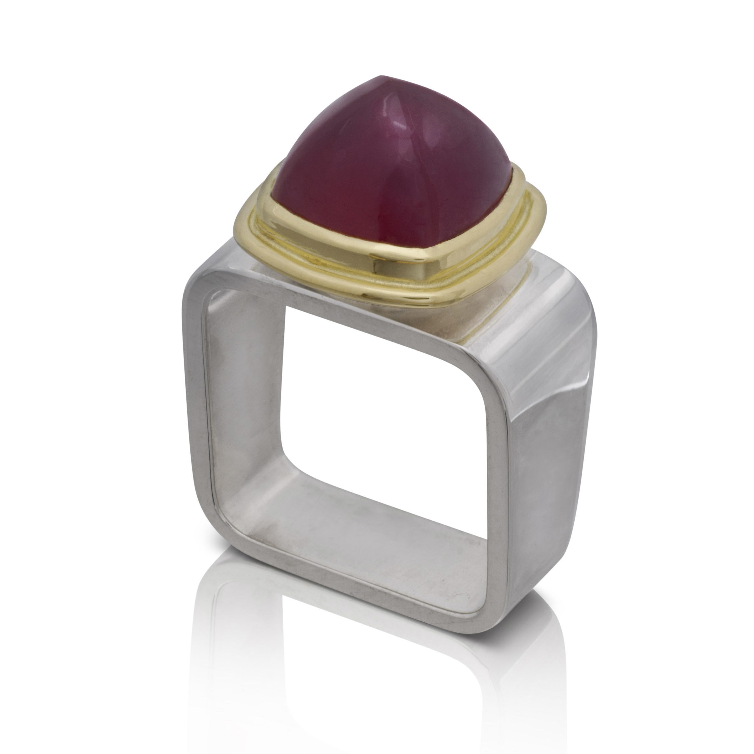 Treated Ruby Square Ring by Gabriel Ofiesh (Gold, Silver & Stone Ring ...