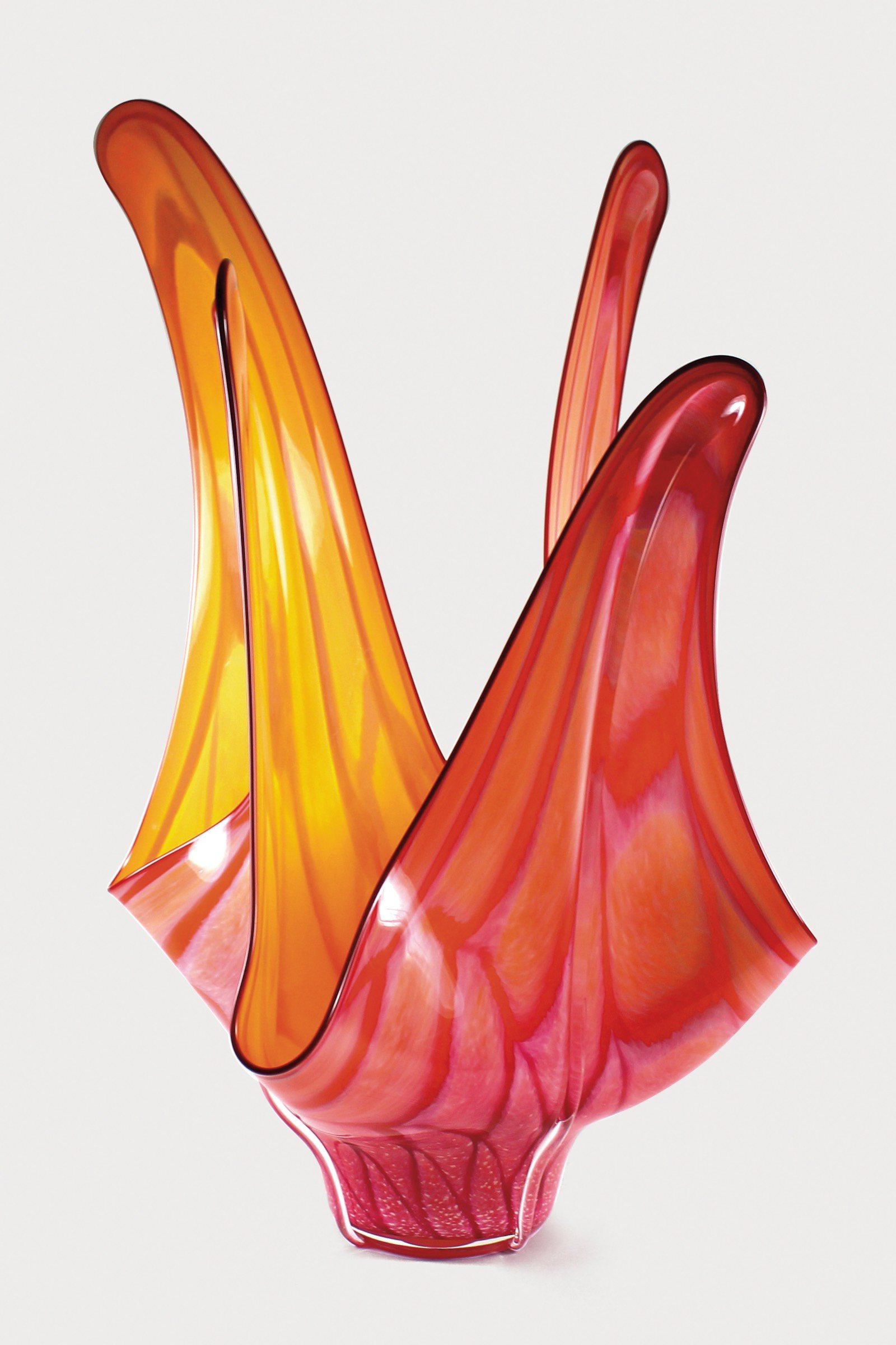 Yellow and Ruby Pyroplasm by Thomas Kelly (Art Glass Sculpture ...