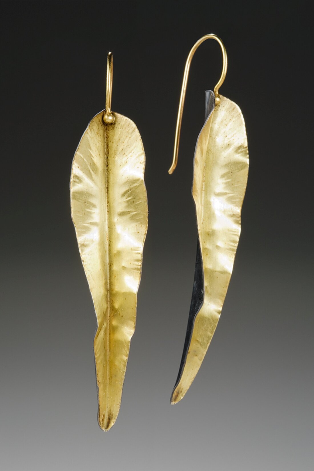 Long Leaf Earring by Peg Fetter (Gold & Silver Earrings) | Artful Home