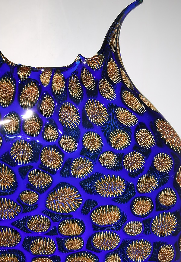 Cerulean & Gold Thread Foglio by David Patchen (Art Glass Sculpture ...