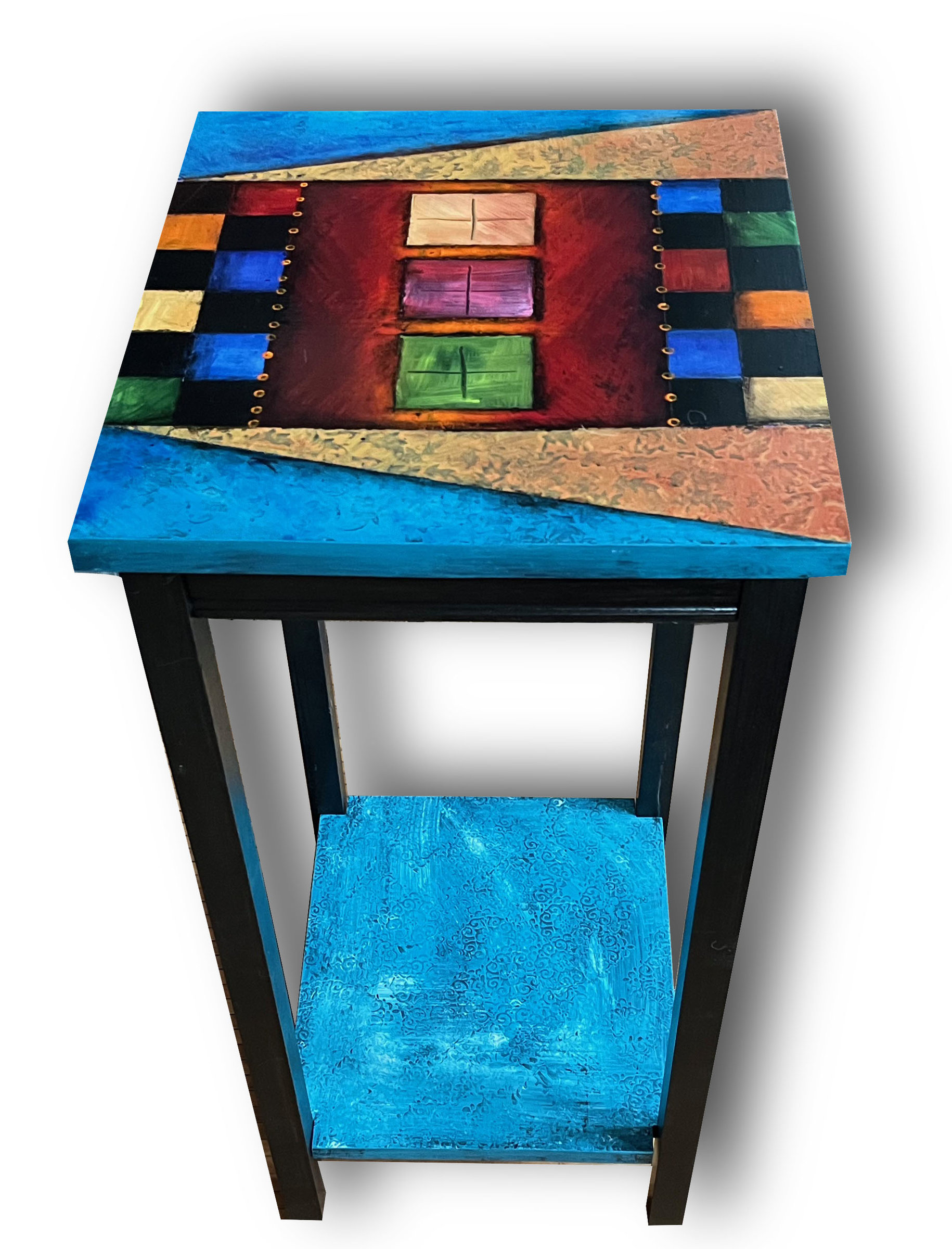 Quilt Time Side Table by Wendy Grossman (Wood Side Table) | Artful Home