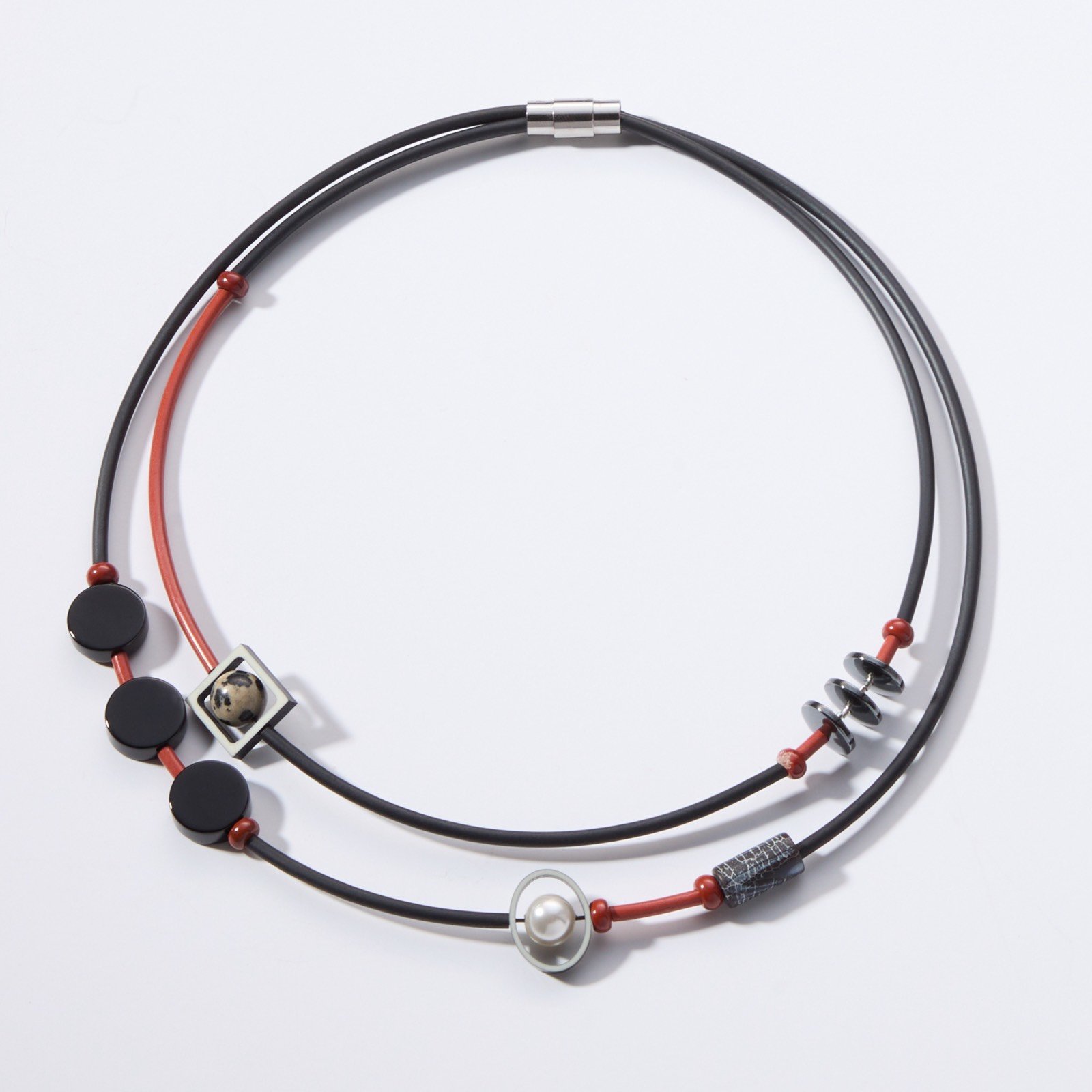 Red Double Wrap Mixed Media Necklace by Victoria Varga (Mixed Media ...