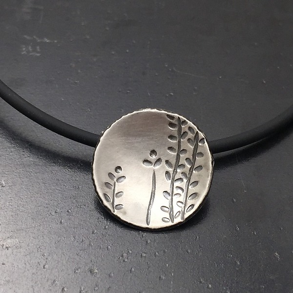 Echoes Small Circle Pendant by Tavia Brown (Silver Pendant) | Artful Home