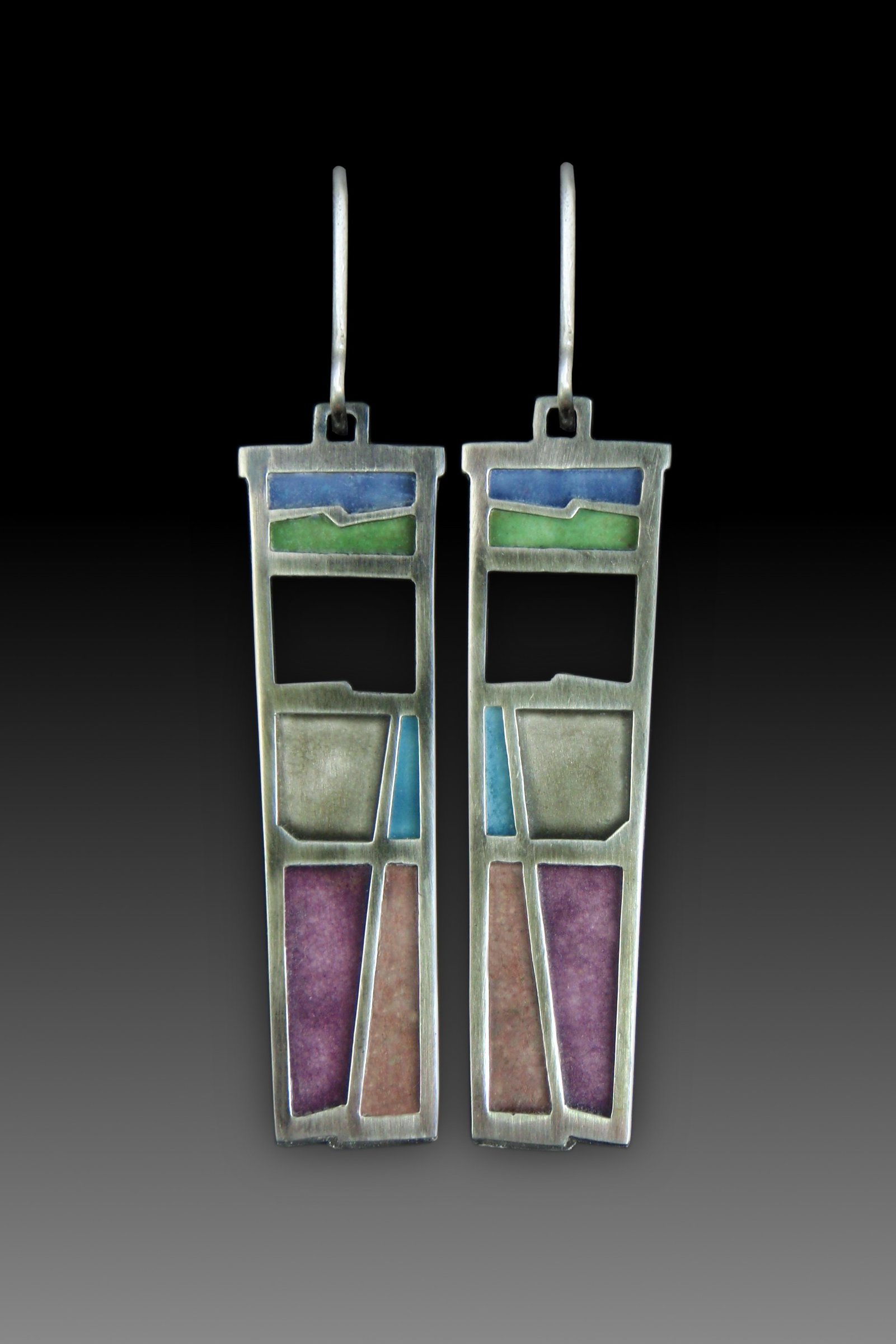 Long Window Earrings No. 415 by Carly Wright (Enameled Earrings ...