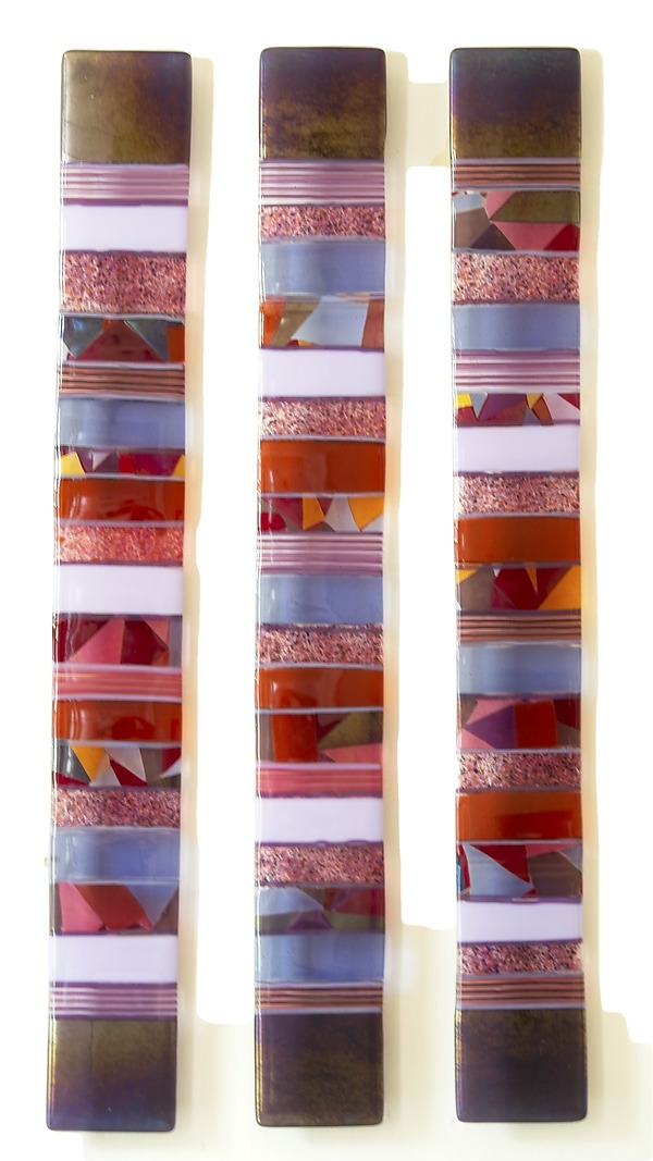 Sunset Triptych by Varda Avnisan (Art Glass Wall Sculpture) | Artful Home
