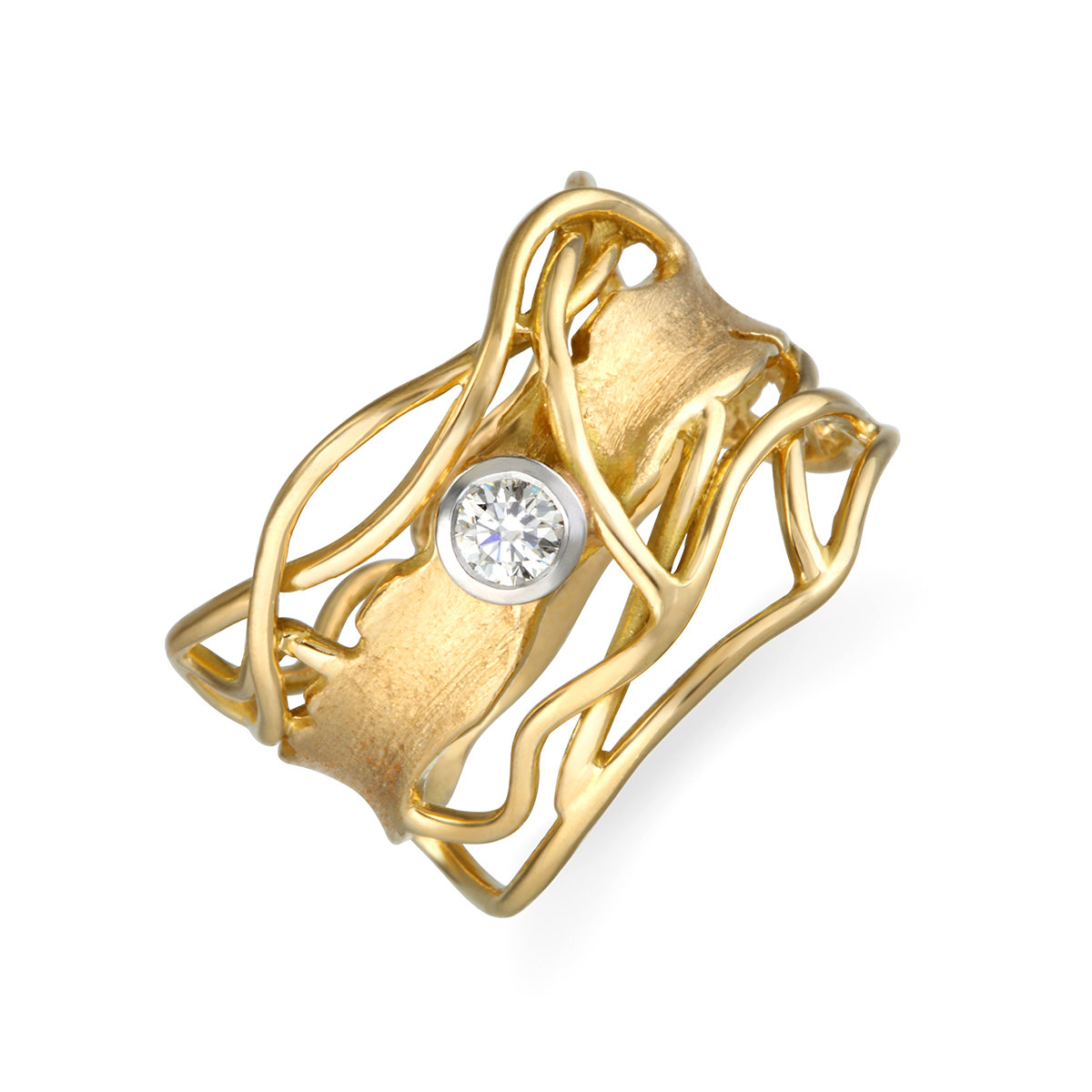 Gold & White Diamond Edge Ring by Suzanne Q Evon (Gold & Stone Ring ...
