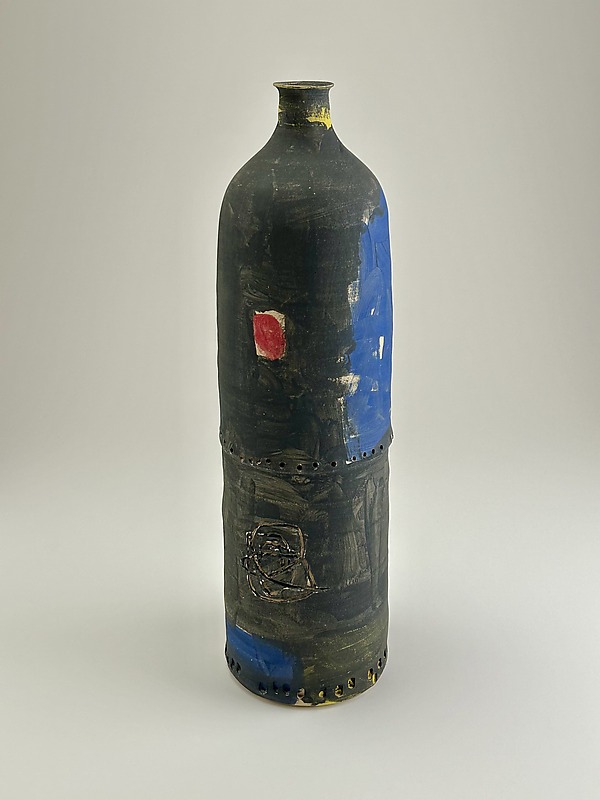 Tall Black Mondrian Vessel by Boyan Moskov (Ceramic Vase) | Artful Home