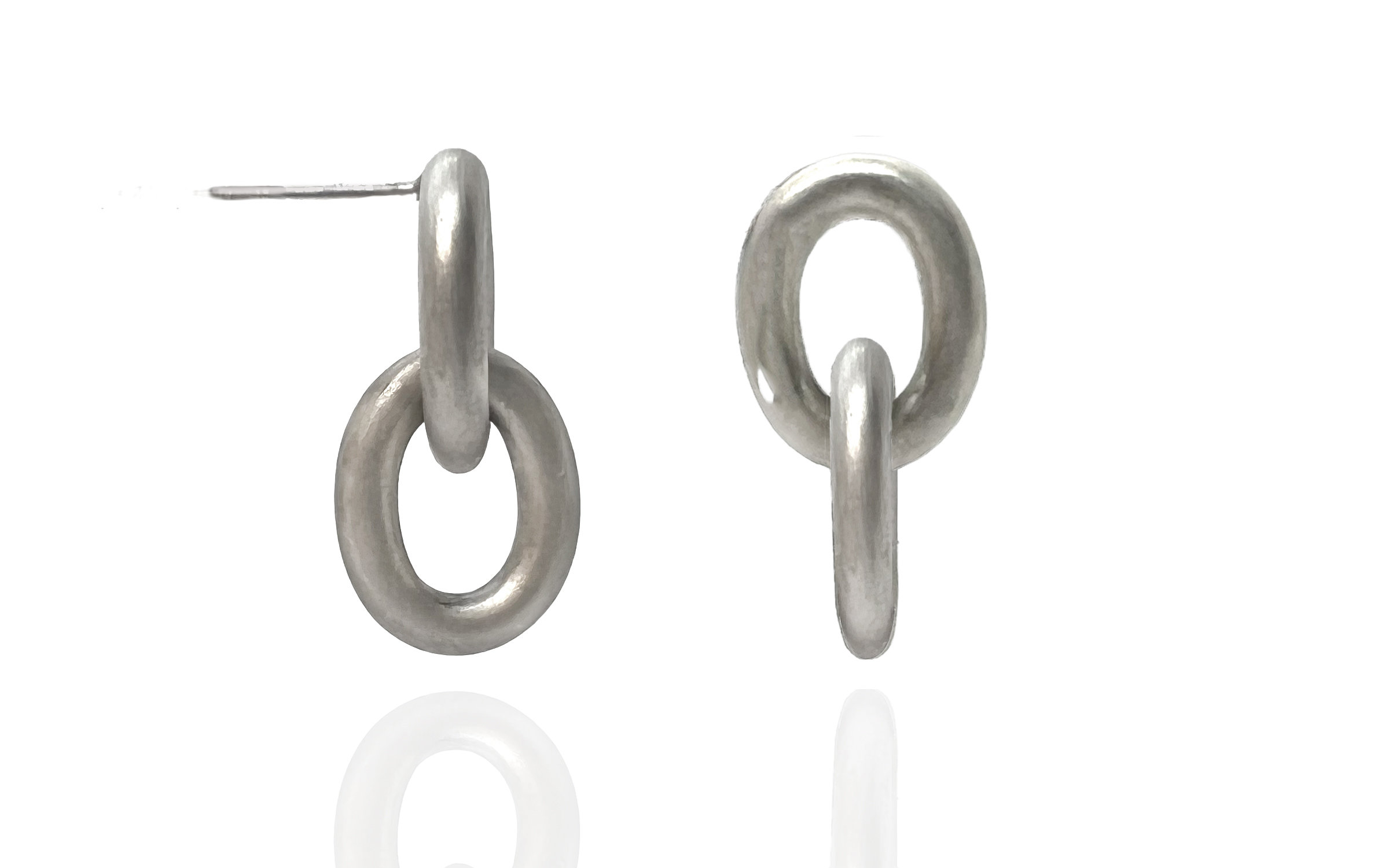 Oval Link Earrings by Claudia Endler (Silver Earrings) | Artful Home