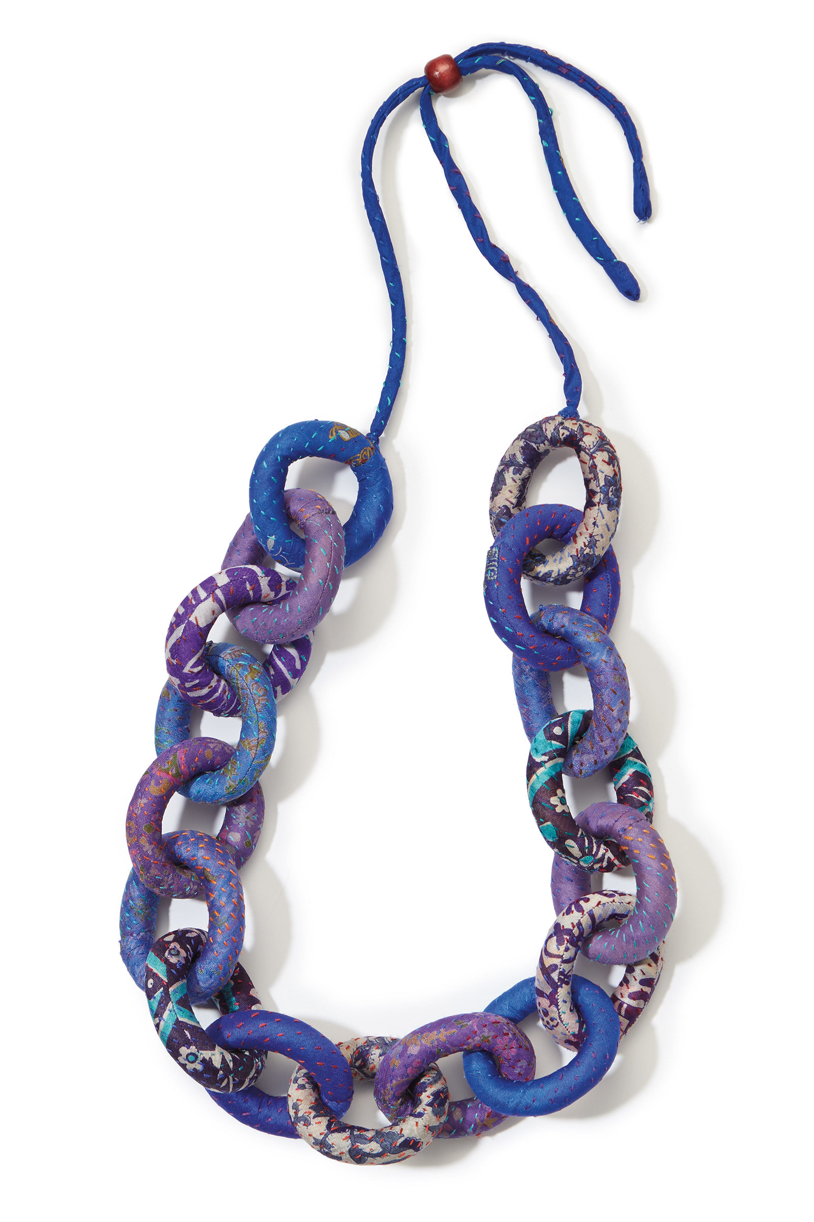 Blue Silk Chain Necklace by Mieko Mintz (Silk Necklace) | Artful Home