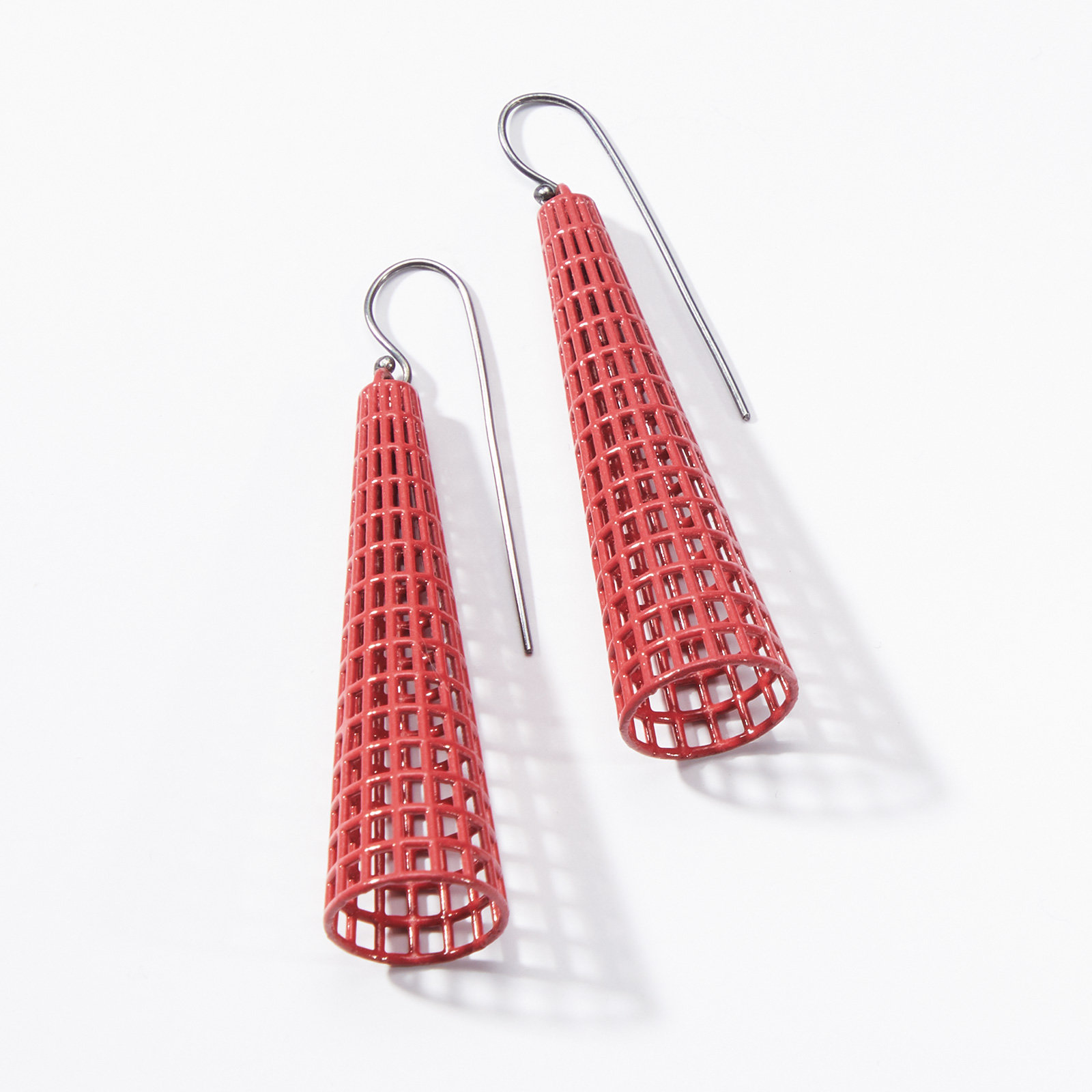 Grid Drop Earrings by Maria Eife (Brass Earrings) | Artful Home