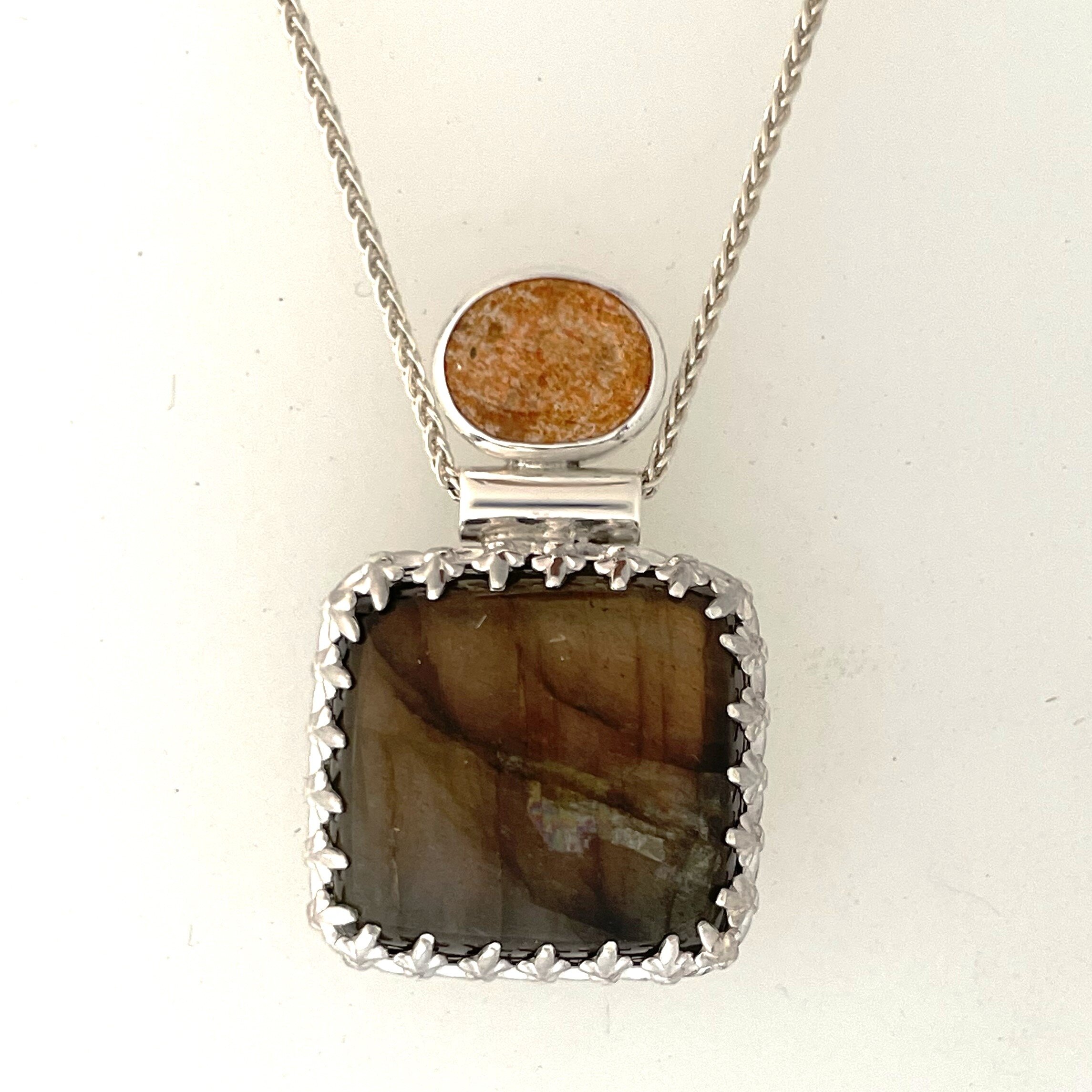 Labradorite & Sunstone Crown Pendant by Marie Scarpa (Silver & Stone ...