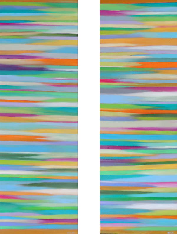 Striated Towers #5 and #6 by Mary Johnston (Oil Painting) | Artful Home