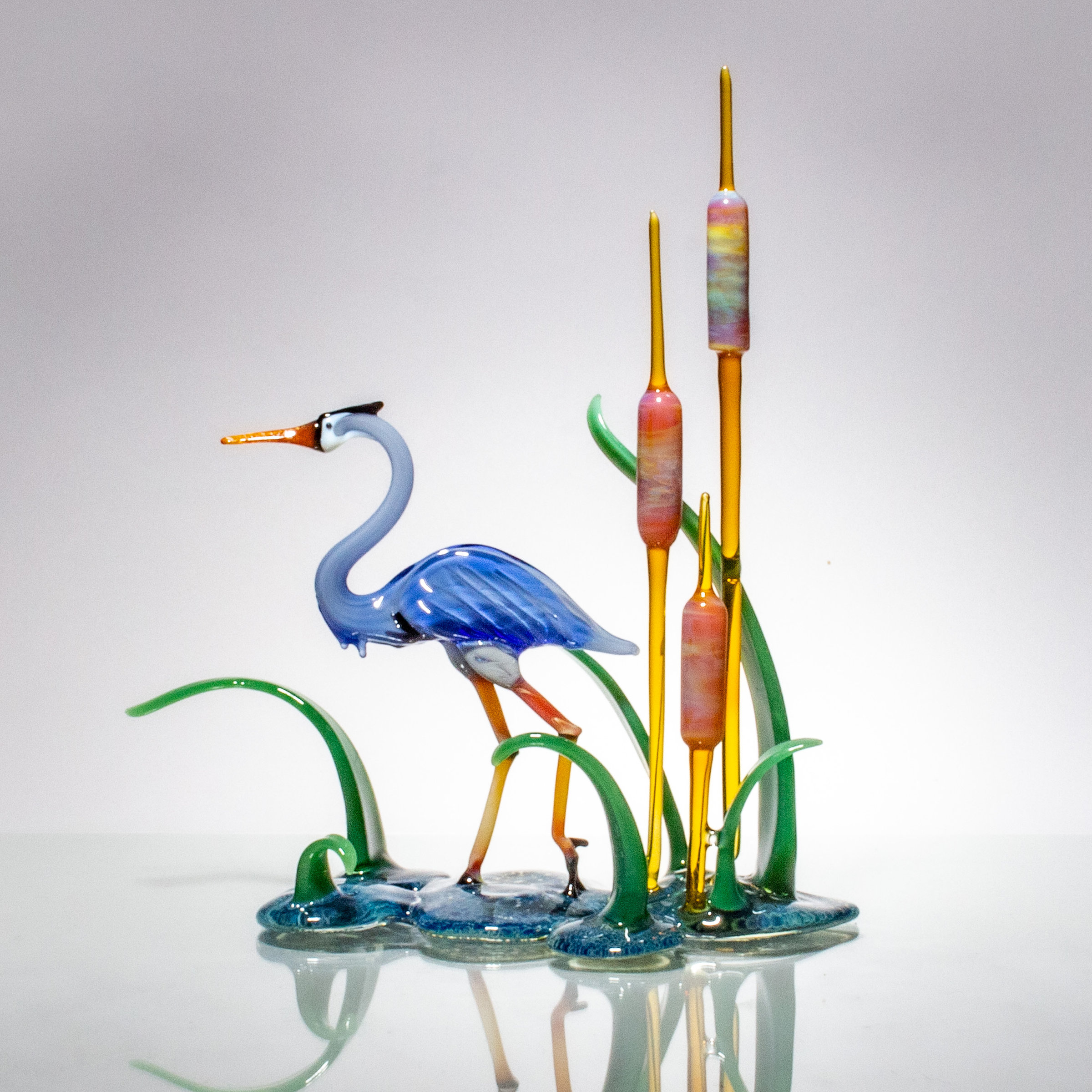 Great Blue Heron by Bryan Randa (Art Glass Sculpture) | Artful Home