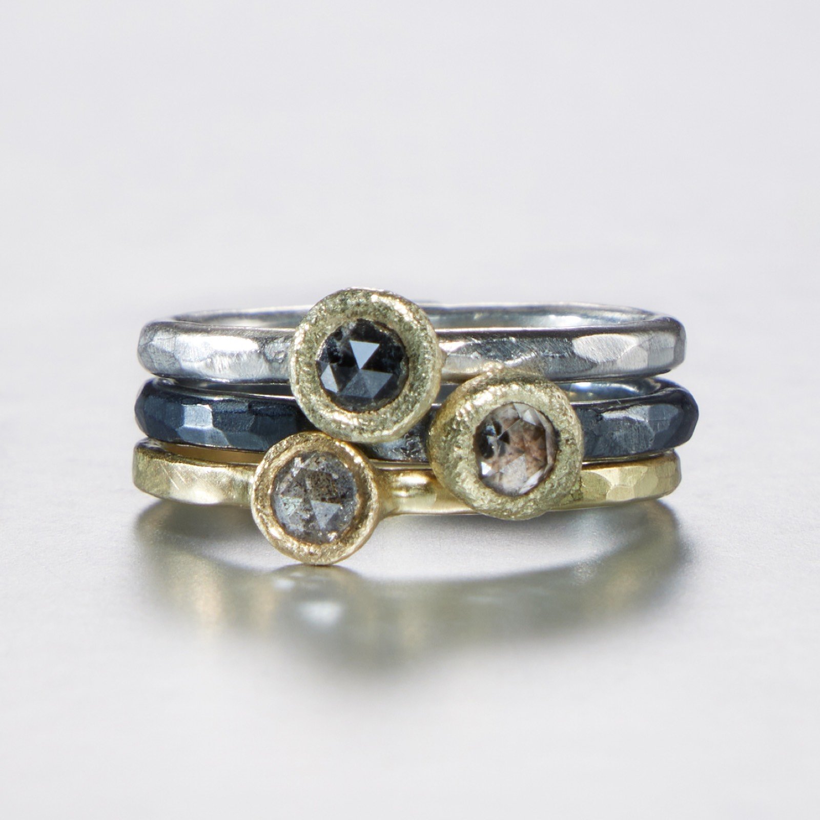 Rough Diamond Stacking Ring Set by Nikki Nation Jewelry (Gold, Silver ...