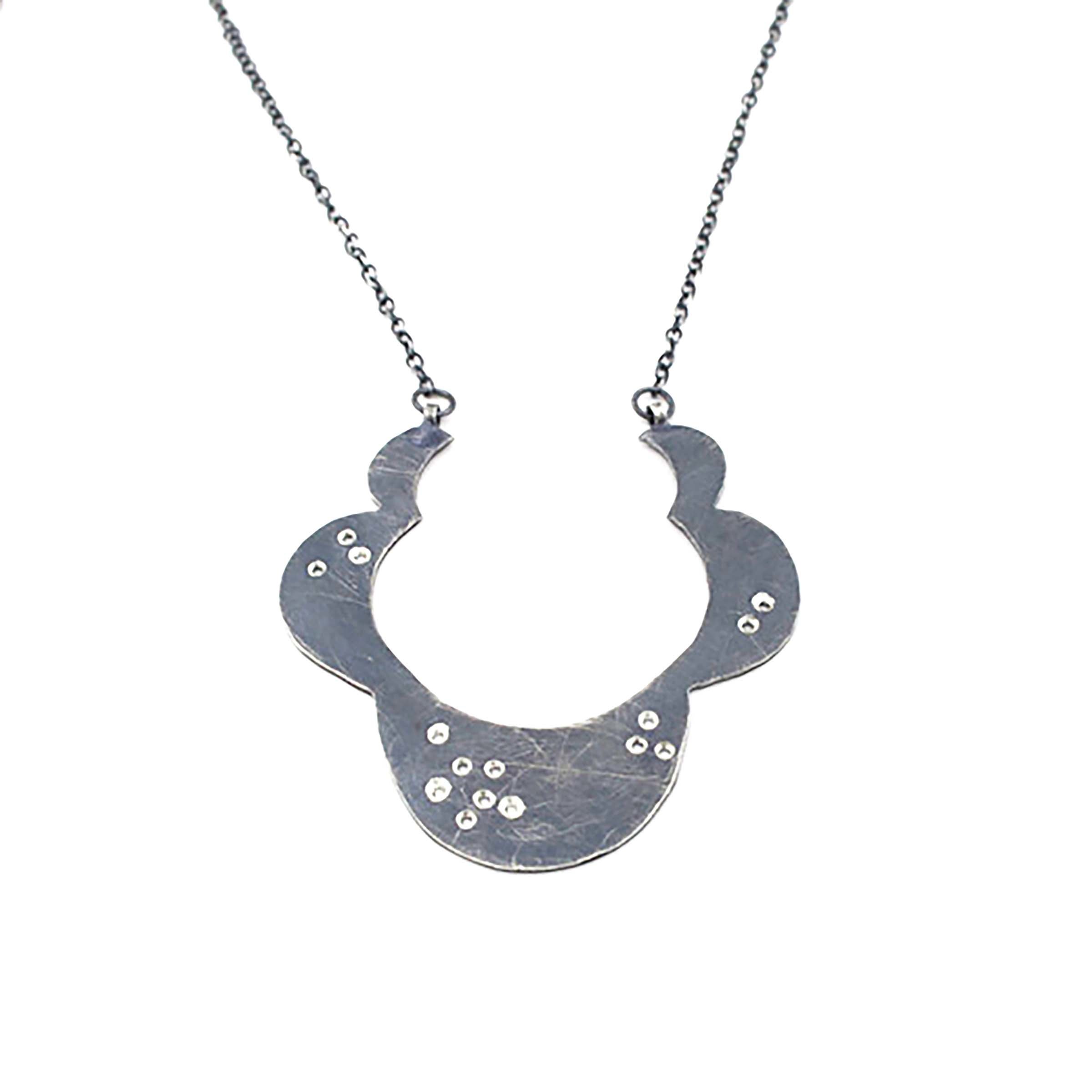 Large Coquette Necklace by Linda Azar (Silver Necklace) | Artful Home
