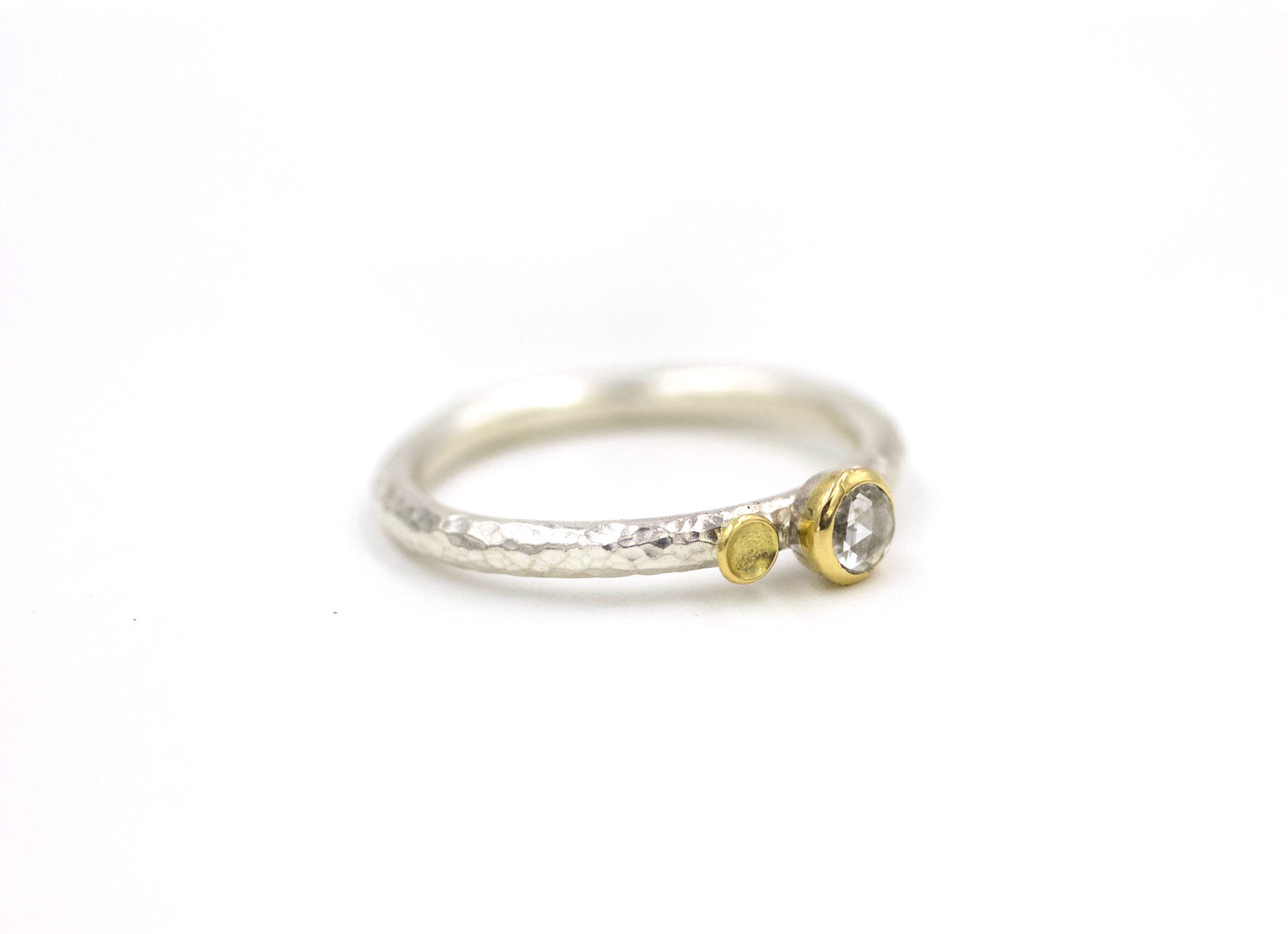 Silver & Gold Rose Cut Diamond Ring by Renee Ford (Gold, Silver & Stone ...