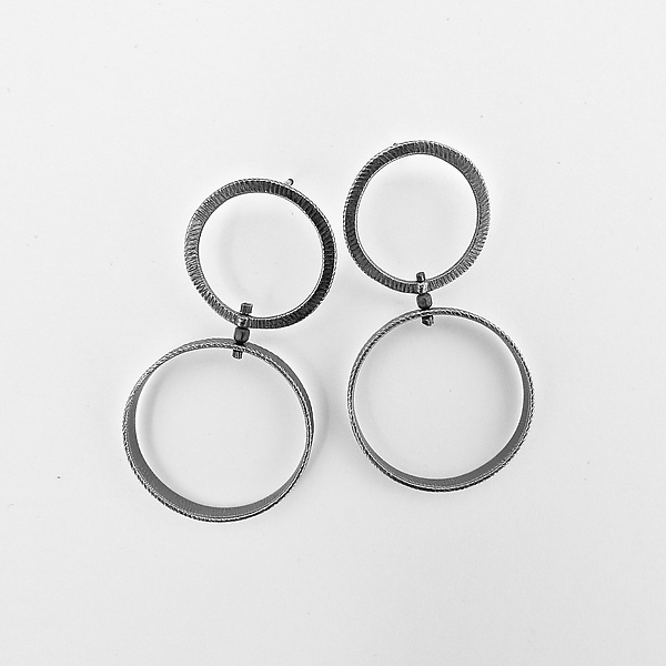 Double Rotating Rings Earrings by Kim Wilson (Silver Earrings) | Artful ...