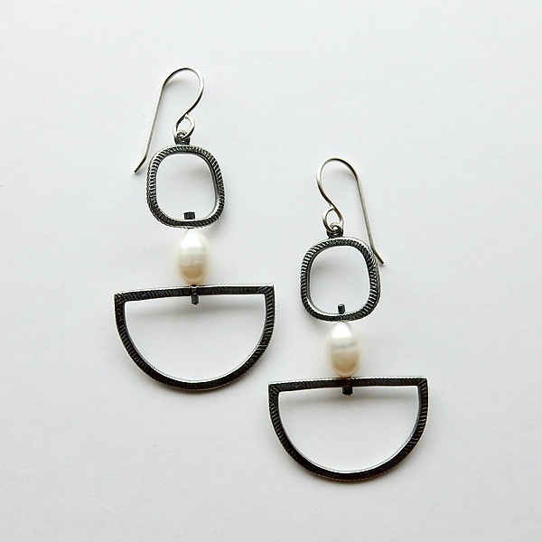 Sterling Silver and Freshwater Pearl Earrings by Boo Poulin (Silver ...