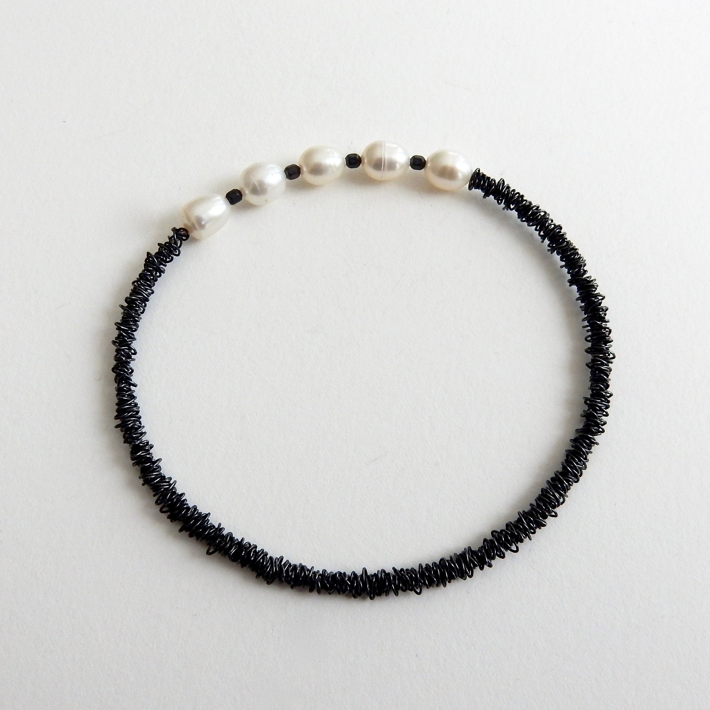 Silver and Pearl Bangle by Boo Poulin (Silver & Pearl Bracelet ...