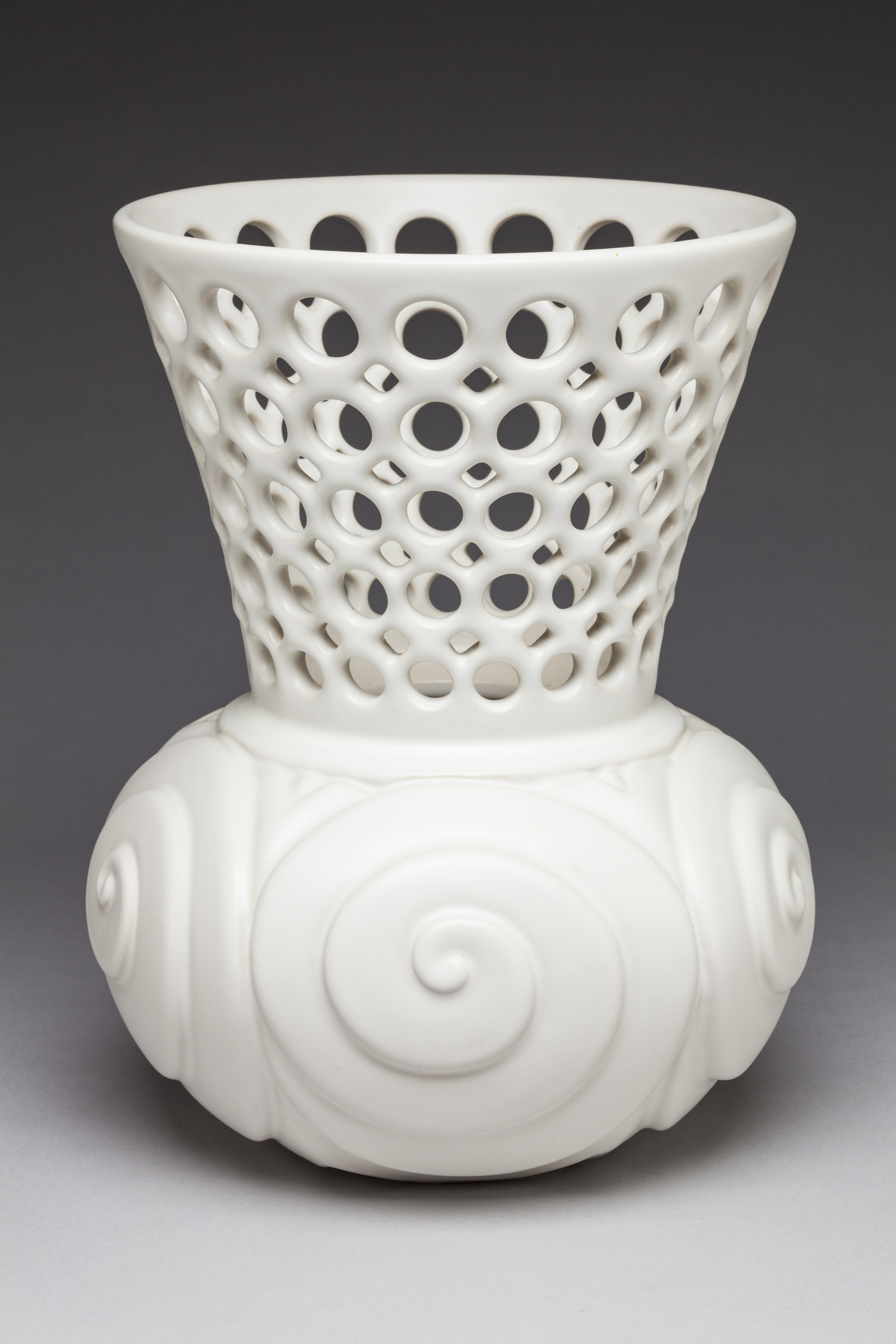 Carved Spiral Vase with Pierced Top by Lynne Meade (Ceramic Vase ...