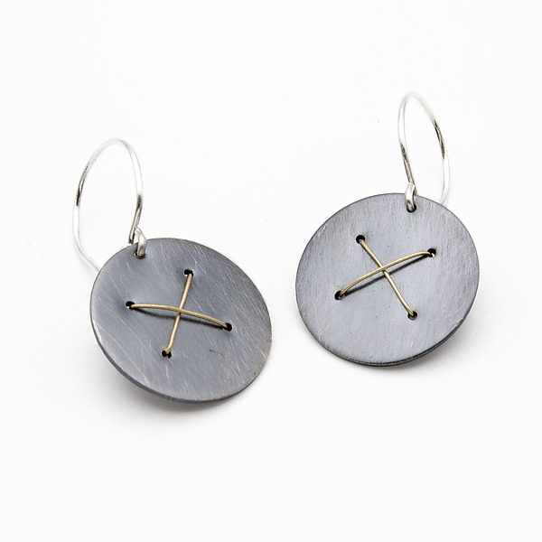 Jynx Round Earrings by Jackie Jordan (Gold & Silver Earrings) | Artful Home