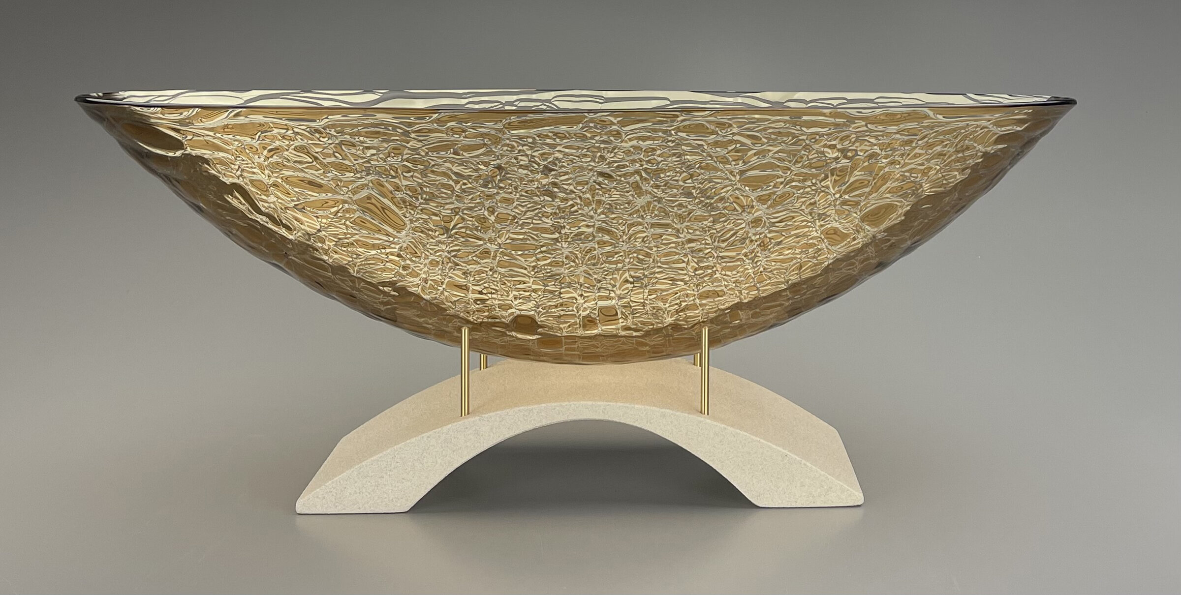 Golden Sunset Oval Vessel with Arch Pedestal by Nicholas Stelter (Art ...