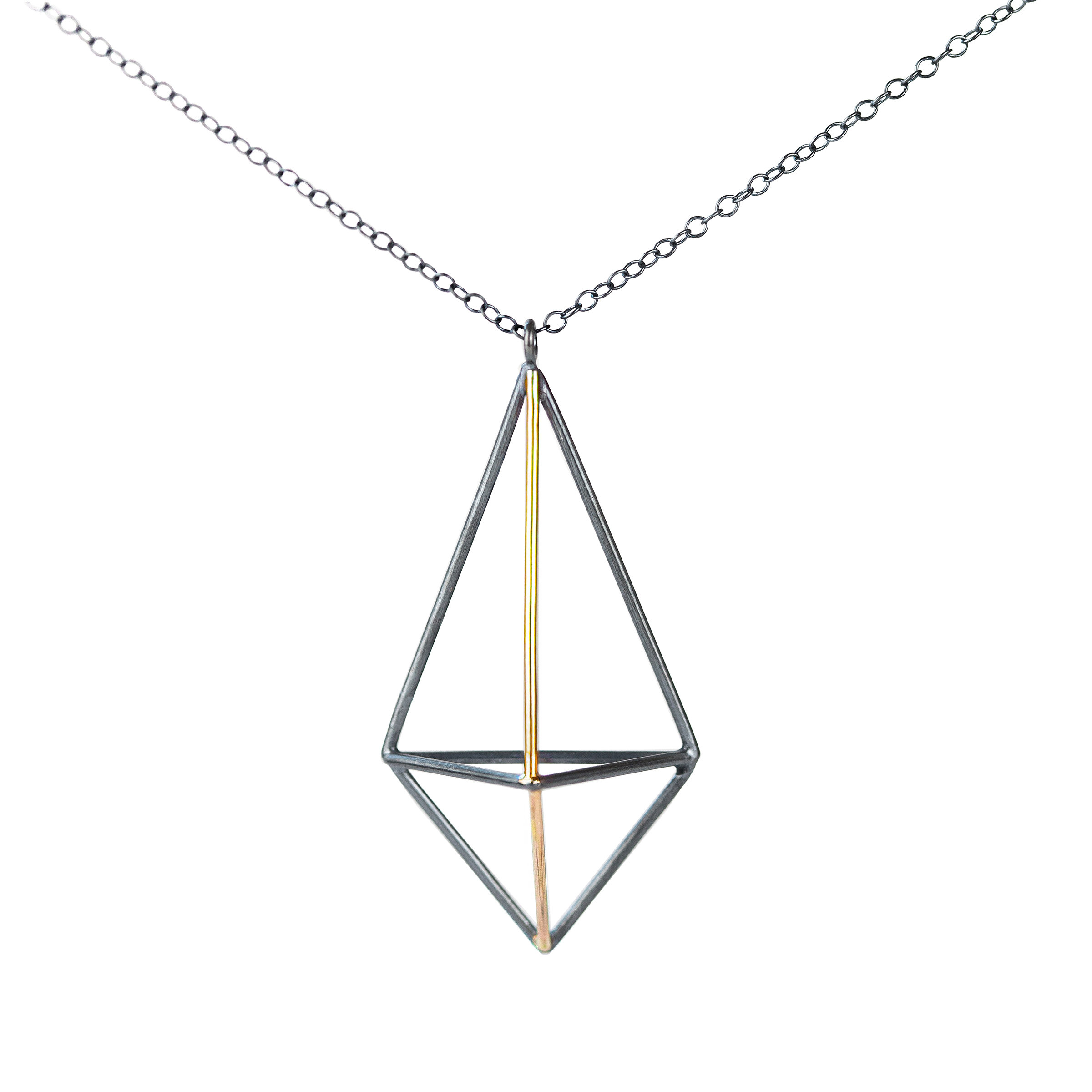 Pyramid Necklace by Zhenwei Chu (Gold & Silver Necklace) | Artful Home