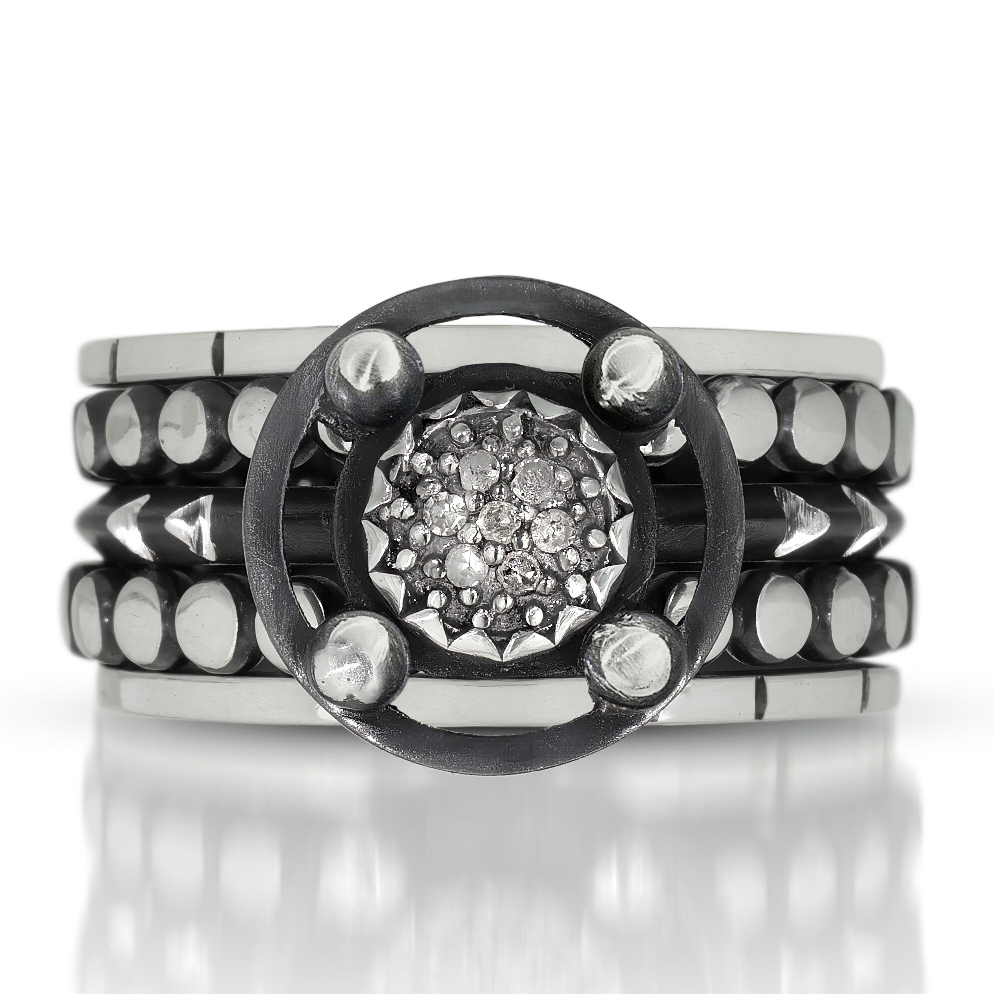 Circle Stacking Ring Set by Chihiro Makio (Silver & Stone Ring ...