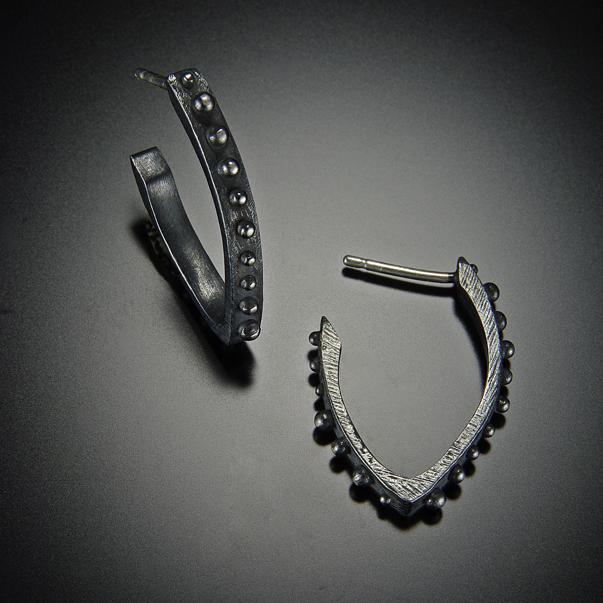 Bumpy V Hoop Earring by Dahlia Kanner (Silver Earrings) | Artful Home
