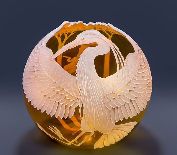 Great Blue Heron by Bryan Randa (Art Glass Sculpture) | Artful Home
