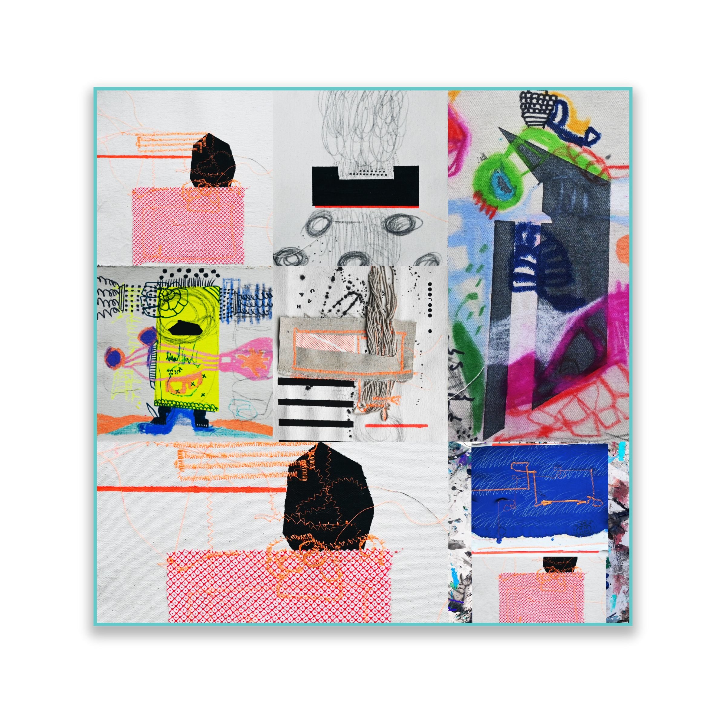 Collage Silk Modal Scarf by Isabelle Gougenheim (Silk Scarf) | Artful Home