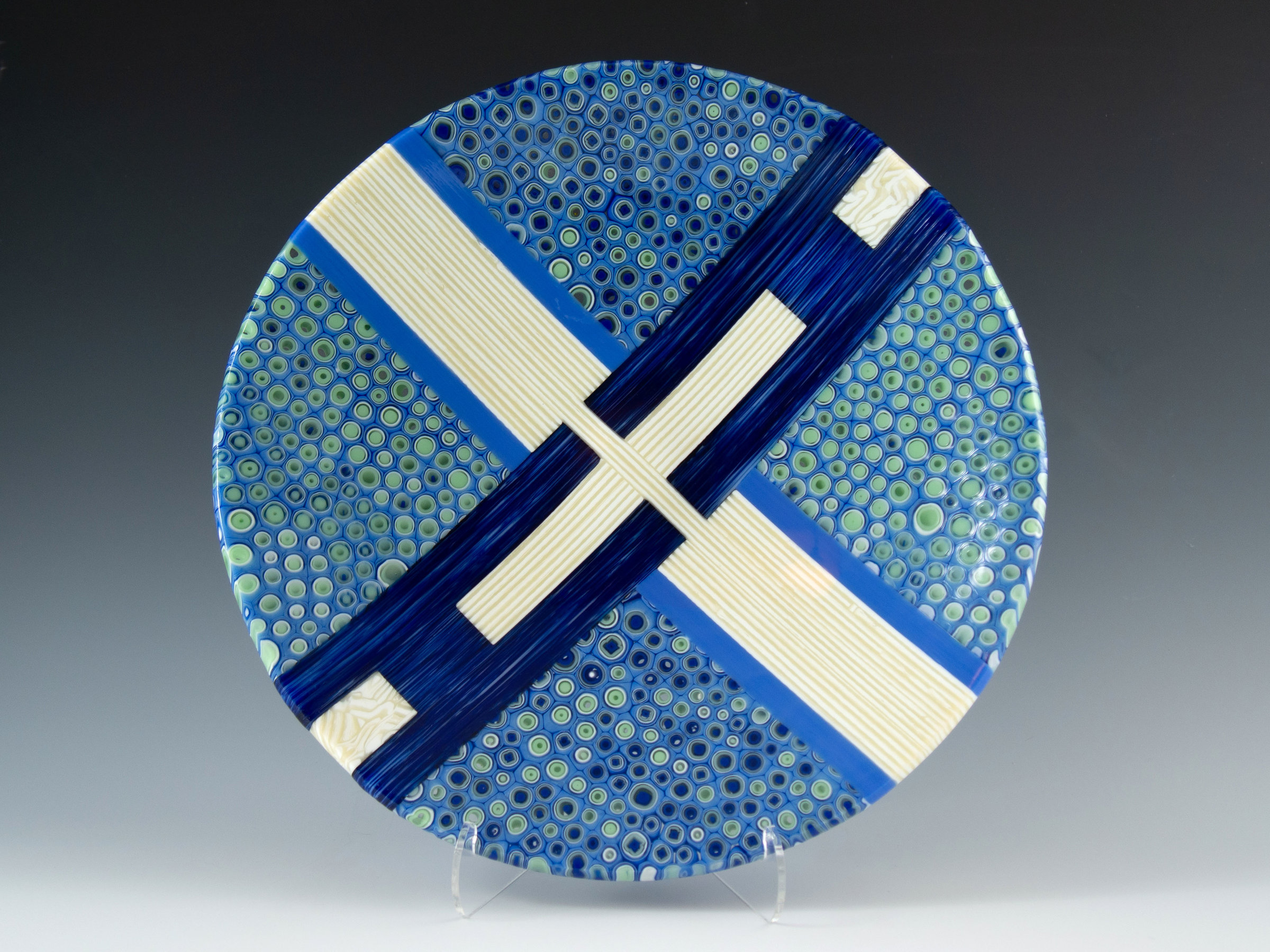 Cobalt Mint Murrini Bowl by Karen Wallace (Art Glass Bowl) | Artful Home