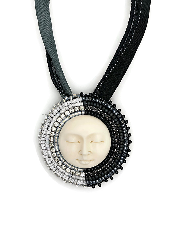 Night and Day Full Moon Pendant Necklace by Megan Horan (Mixed-Media ...
