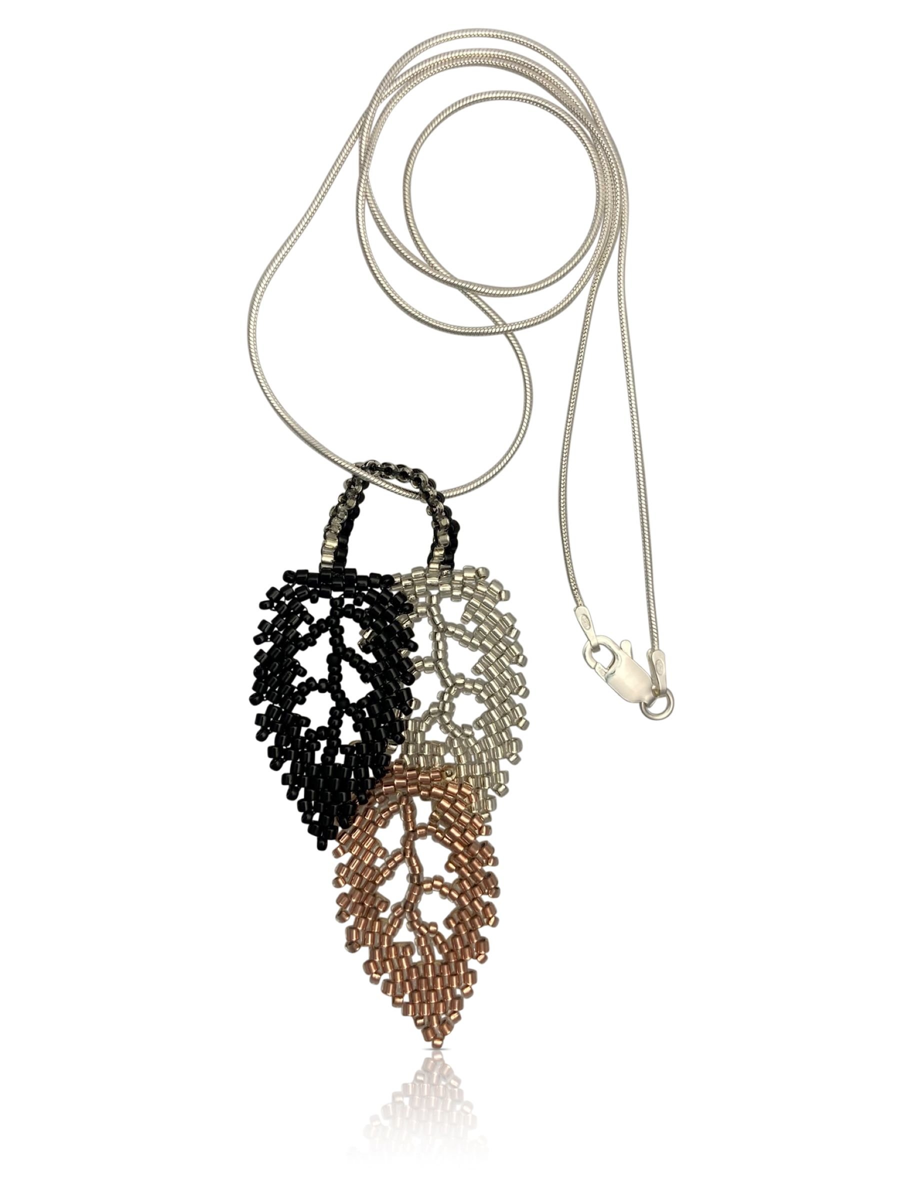 Three Leaf Pendant Necklace by Megan Horan (Silver & Glass Necklace ...