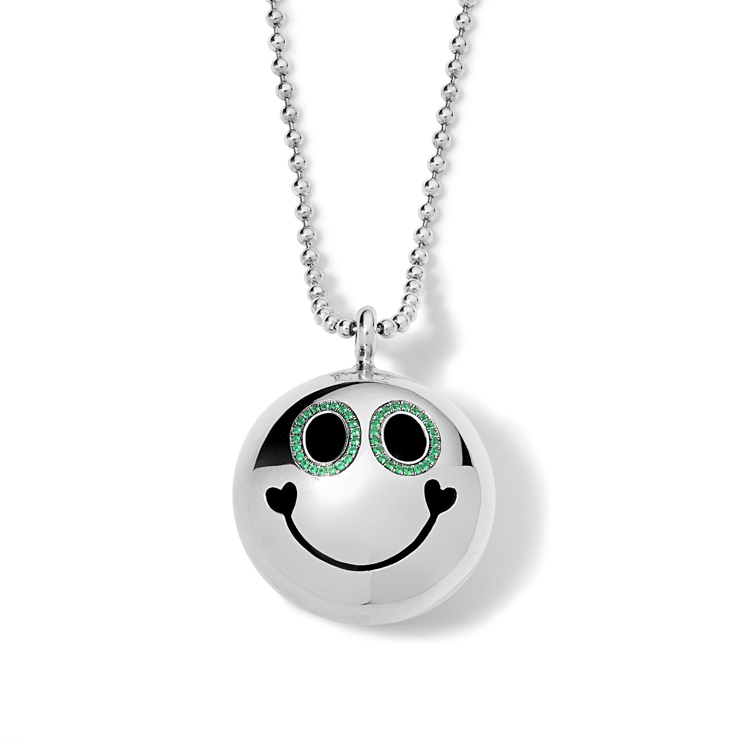 Green-Eyed Smiley Face Pendant by Susan Winberg (Silver & Stone ...
