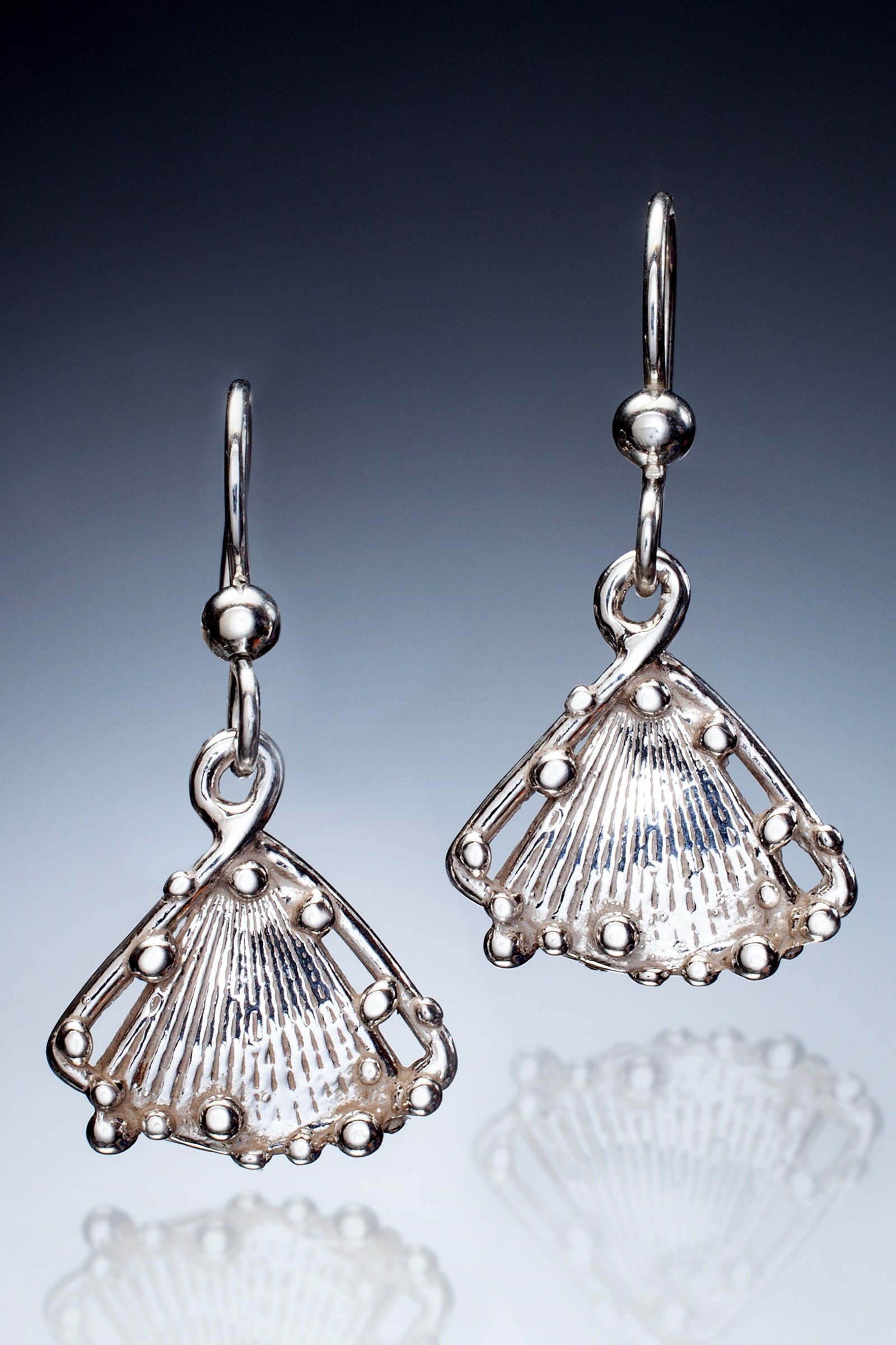 Triangle Shell Earrings by Mary Elwyn (Silver Earrings) | Artful Home