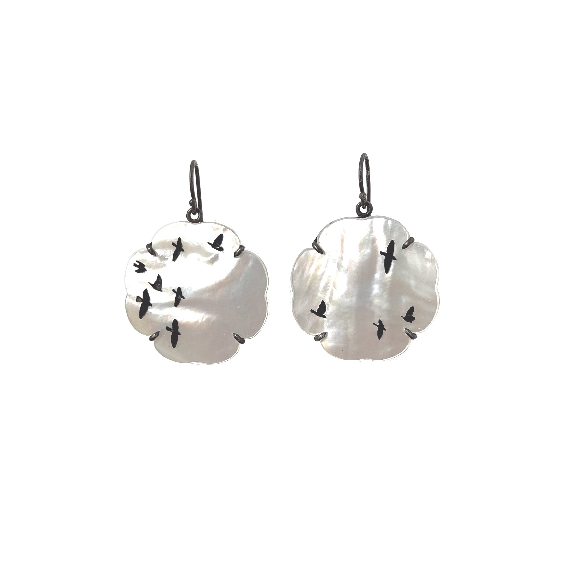 Birds in the Clouds Earrings by Kelly Jean Conroy (Mother of Pearl ...