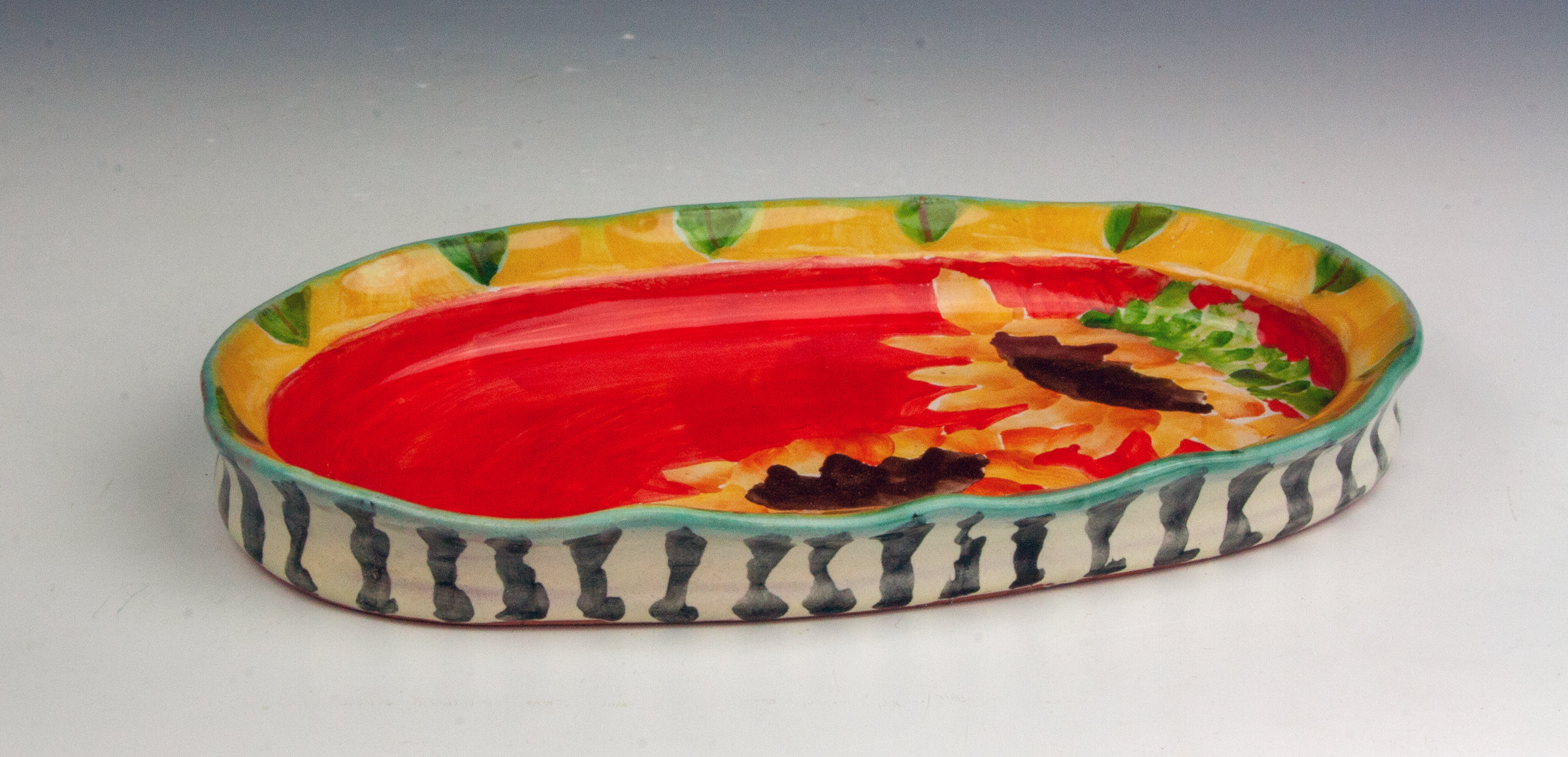 Sunflower Oval Platter by Peggy Crago (Ceramic Platter) | Artful Home