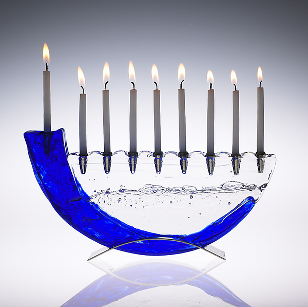 Shofar Menorah by Joel and Candace Bless (Art Glass Menorah) | Artful Home