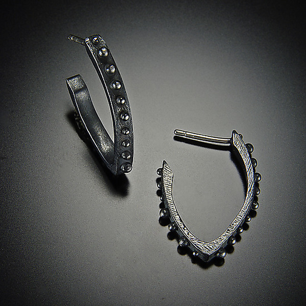 Bumpy V Hoop Earring by Dahlia Kanner (Silver Earrings) | Artful Home