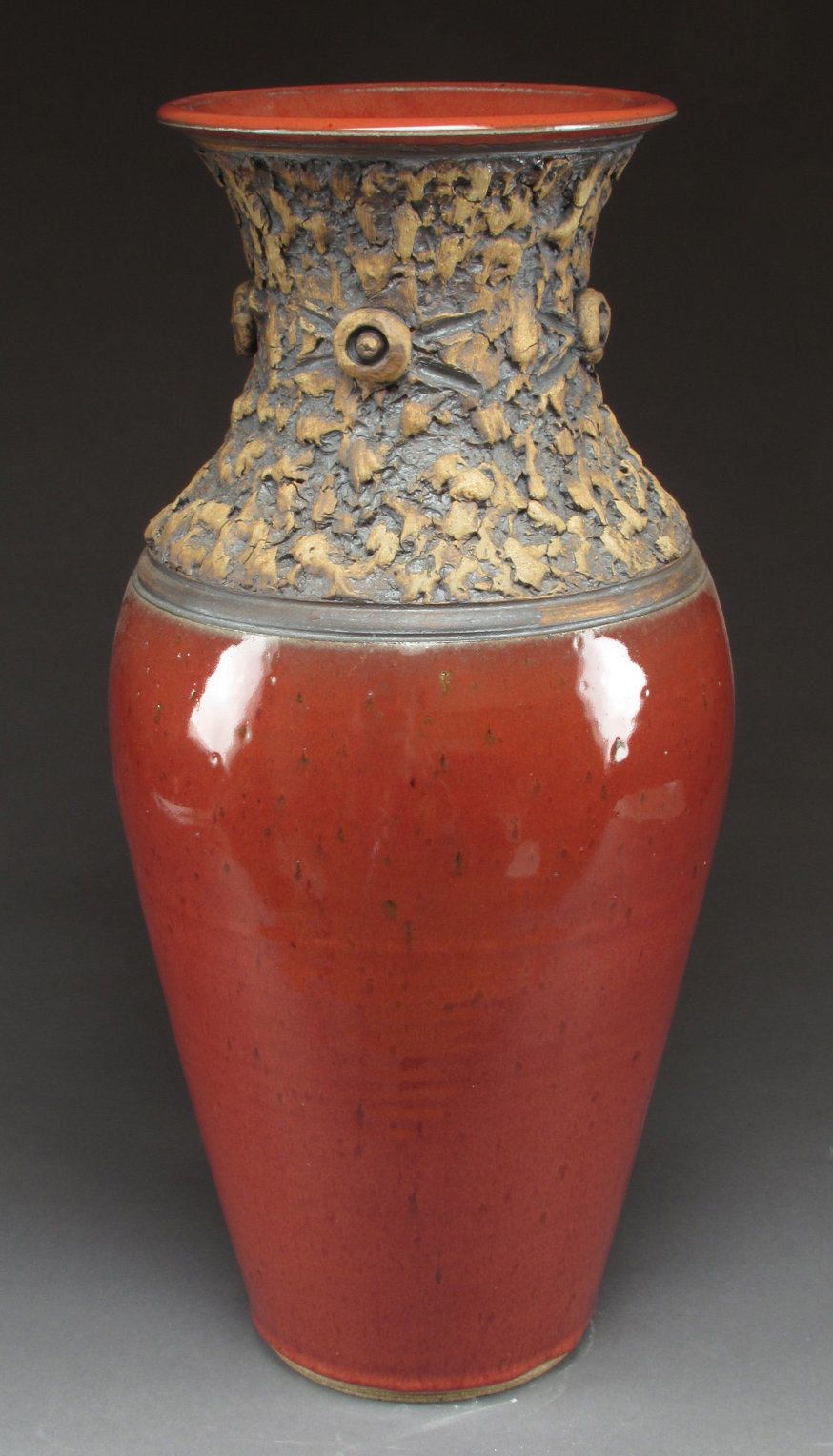 Red Marbled Elliptical Vessel by Daniel Bennett (Ceramic Vessel ...