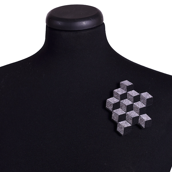 Monochromatic Cubic Brooch by Danielle Gori-Montanelli (Felted Brooch ...