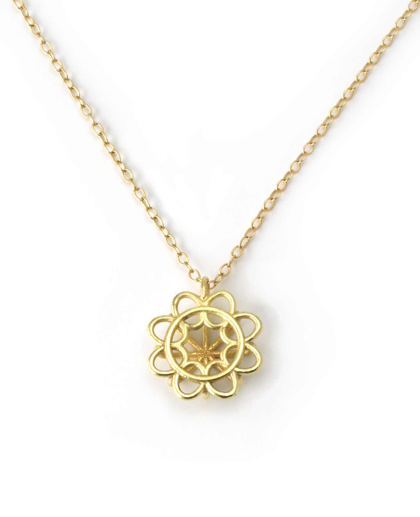 Doily Pendant Necklace by Jill Baker Gower (Gold Necklace) | Artful Home