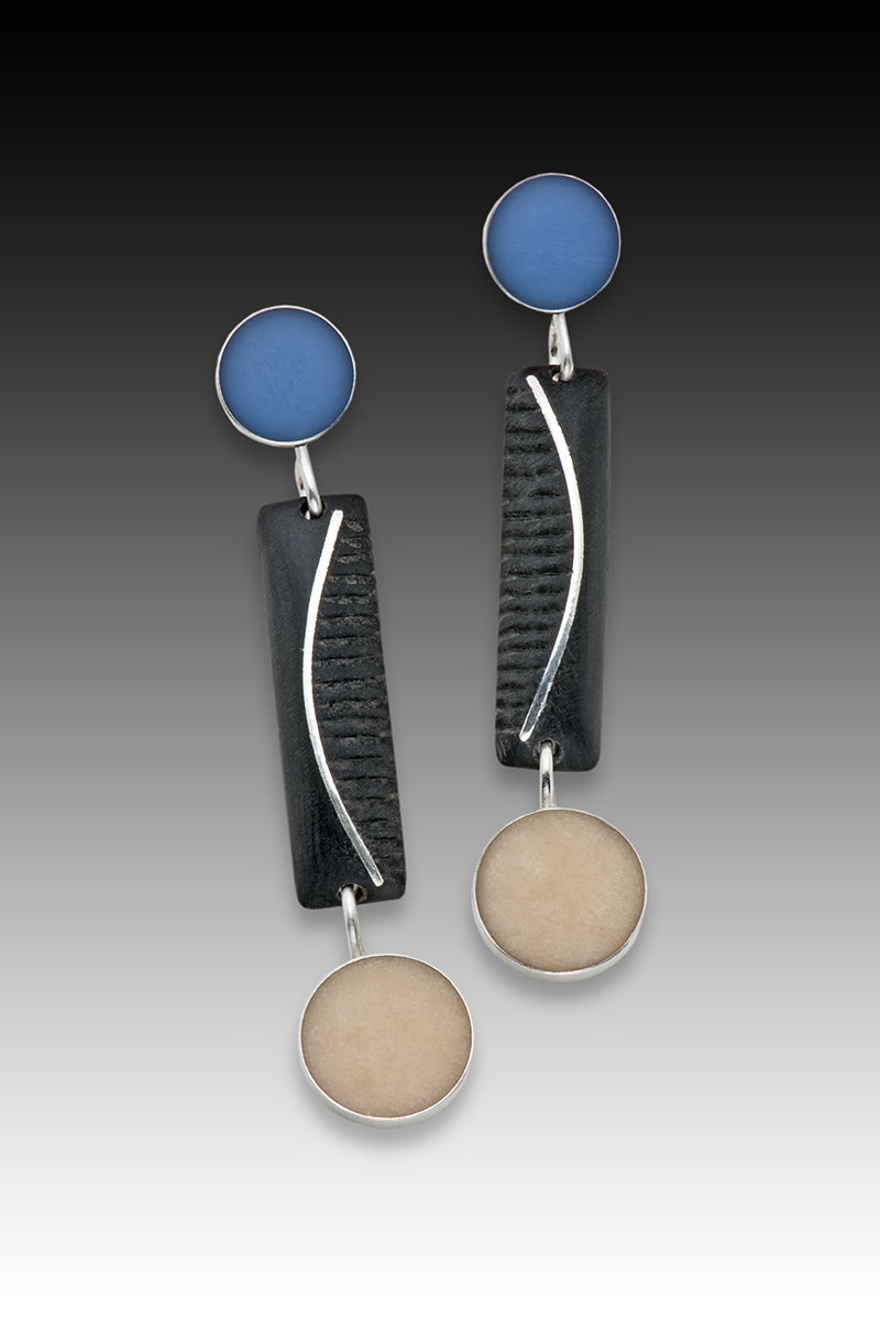 Dot Bar Dot Post Earrings by Eileen Sutton (Silver & Resin Earrings) | Artful Home