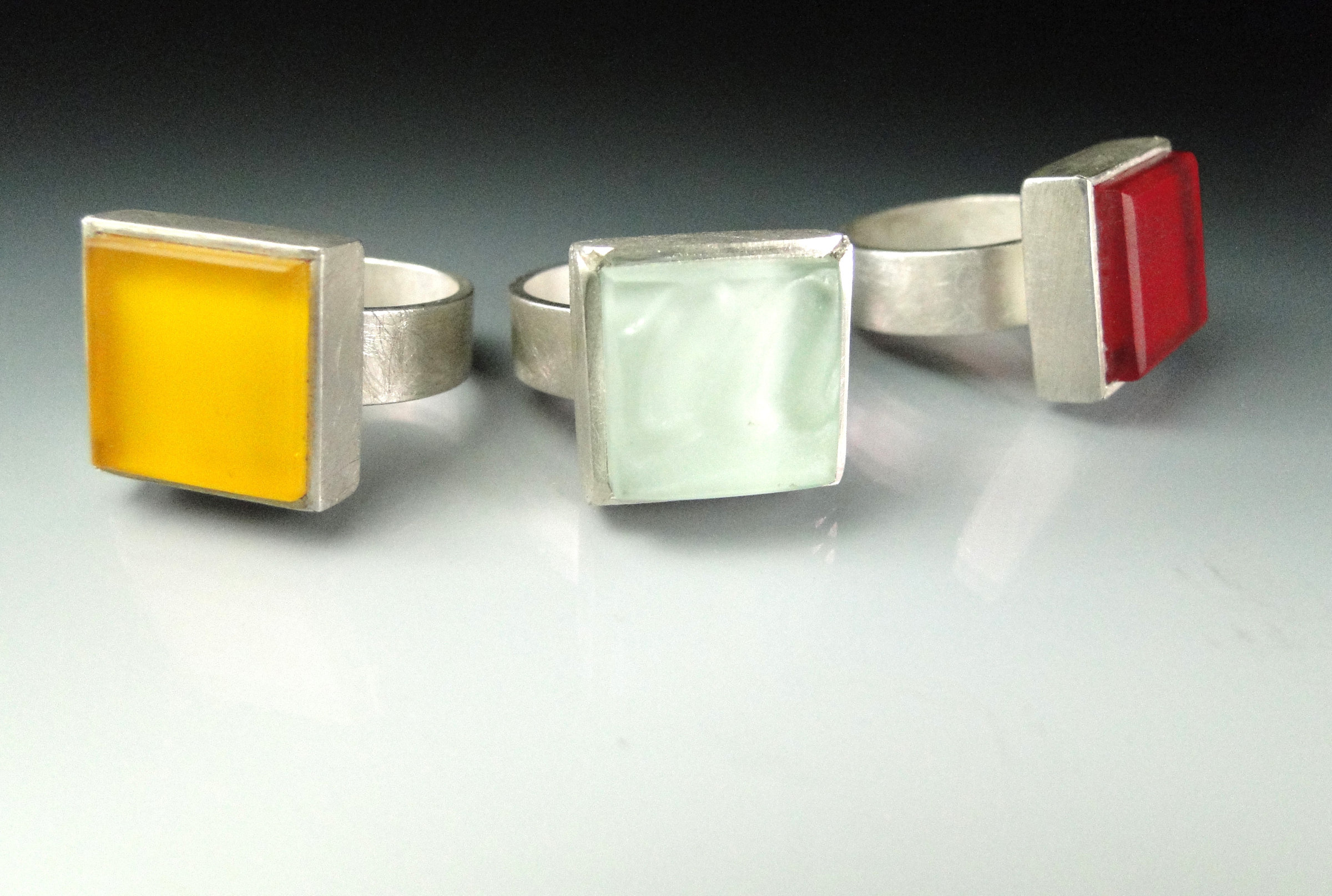 Color Block Ring by Amy Faust (Silver & Glass Ring) | Artful Home