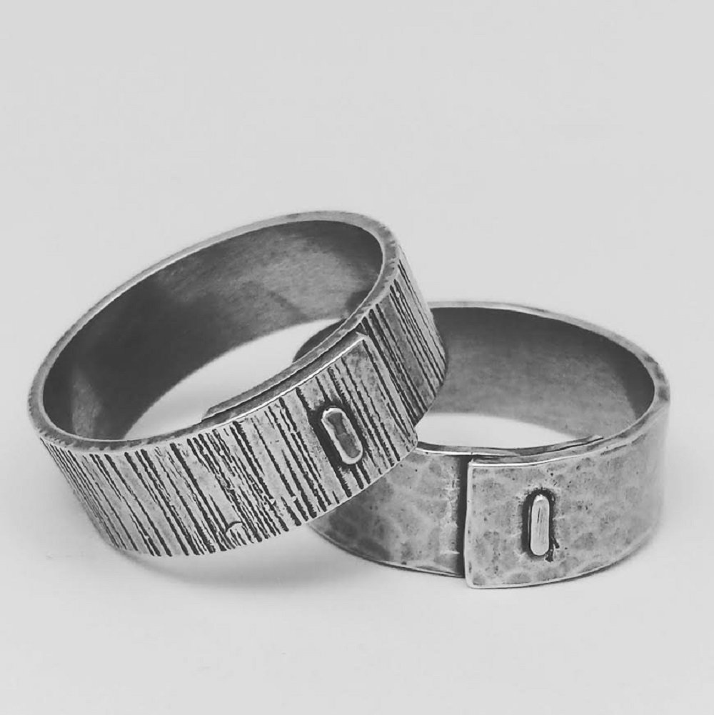 Oxidized Staple Band by Hilary Hachey (Silver Ring) | Artful Home