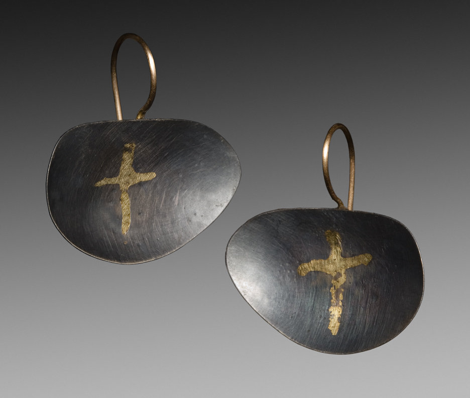 Cross Earrings by Peg Fetter (Gold & Silver Earrings) | Artful Home
