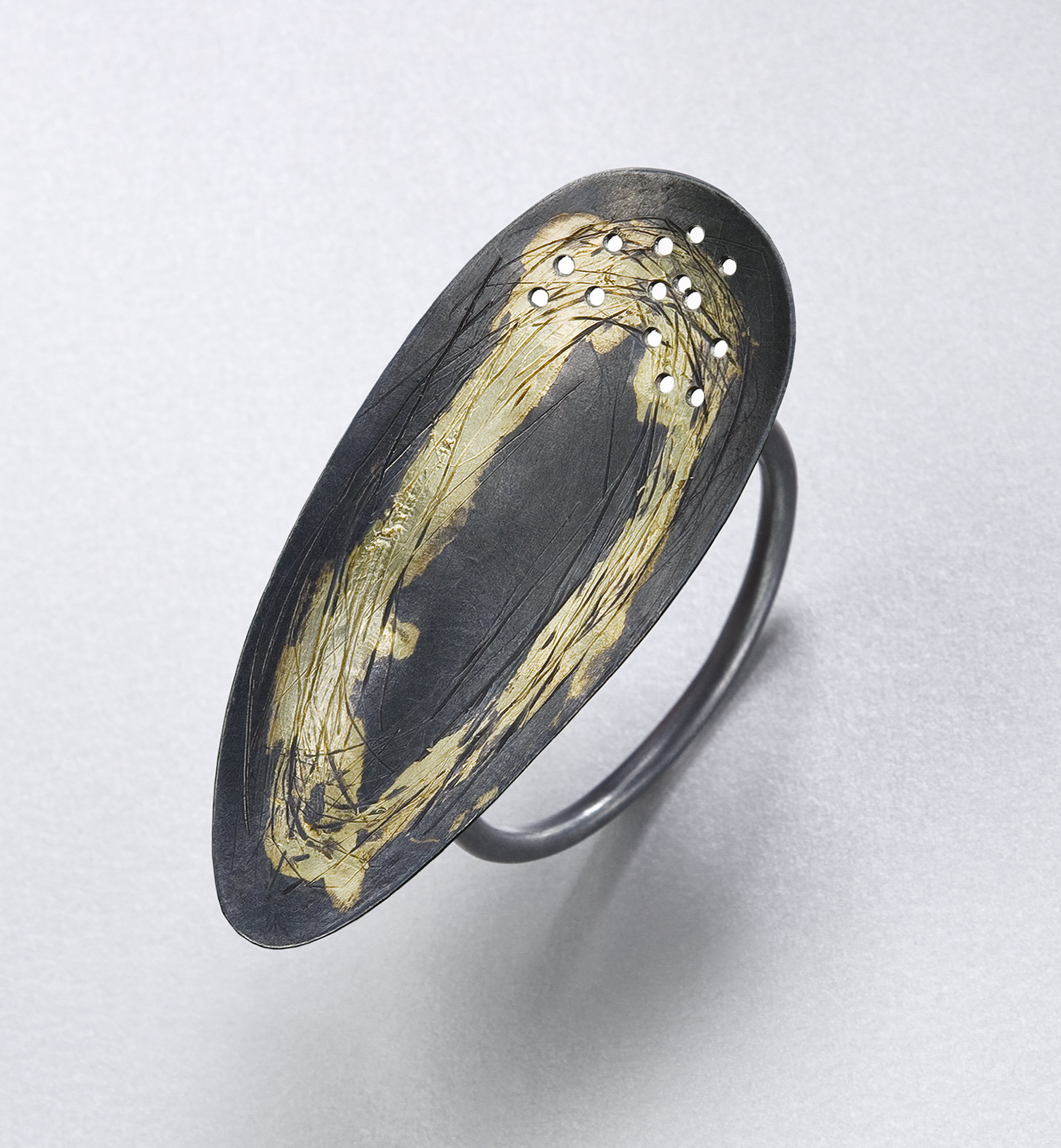 Long Scribble Ring by Peg Fetter (Gold & Silver Ring) | Artful Home